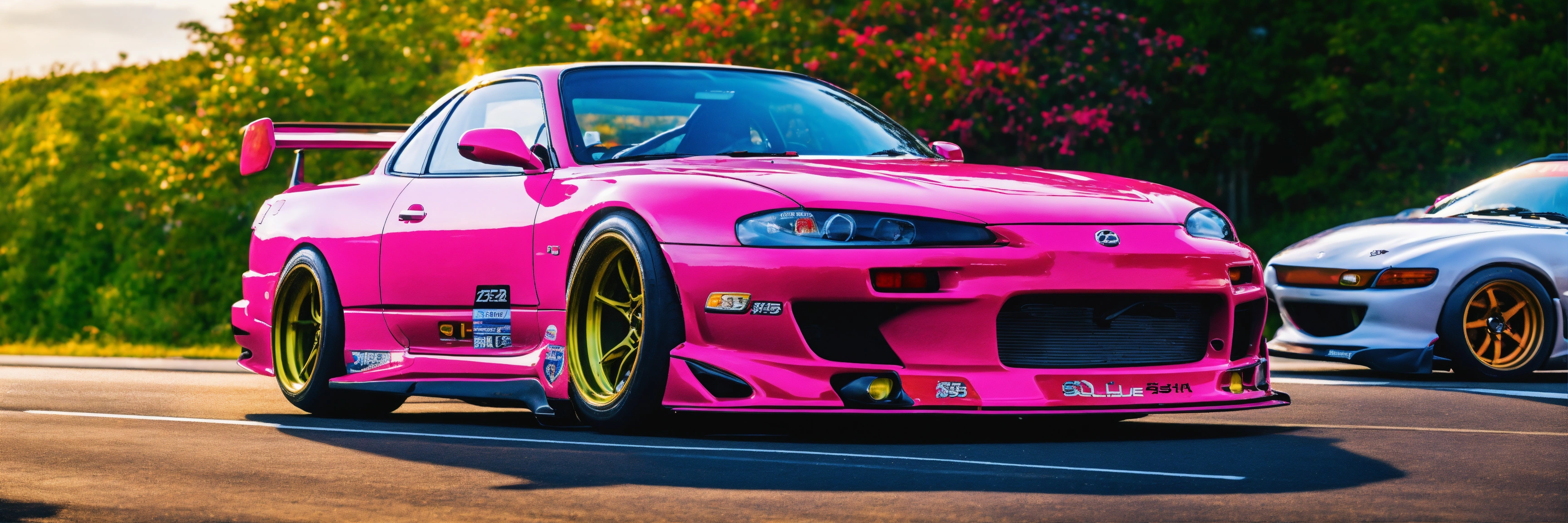 Lexica - A colorful pink Nissan Silvia S15 with a wide-body kit racing ...