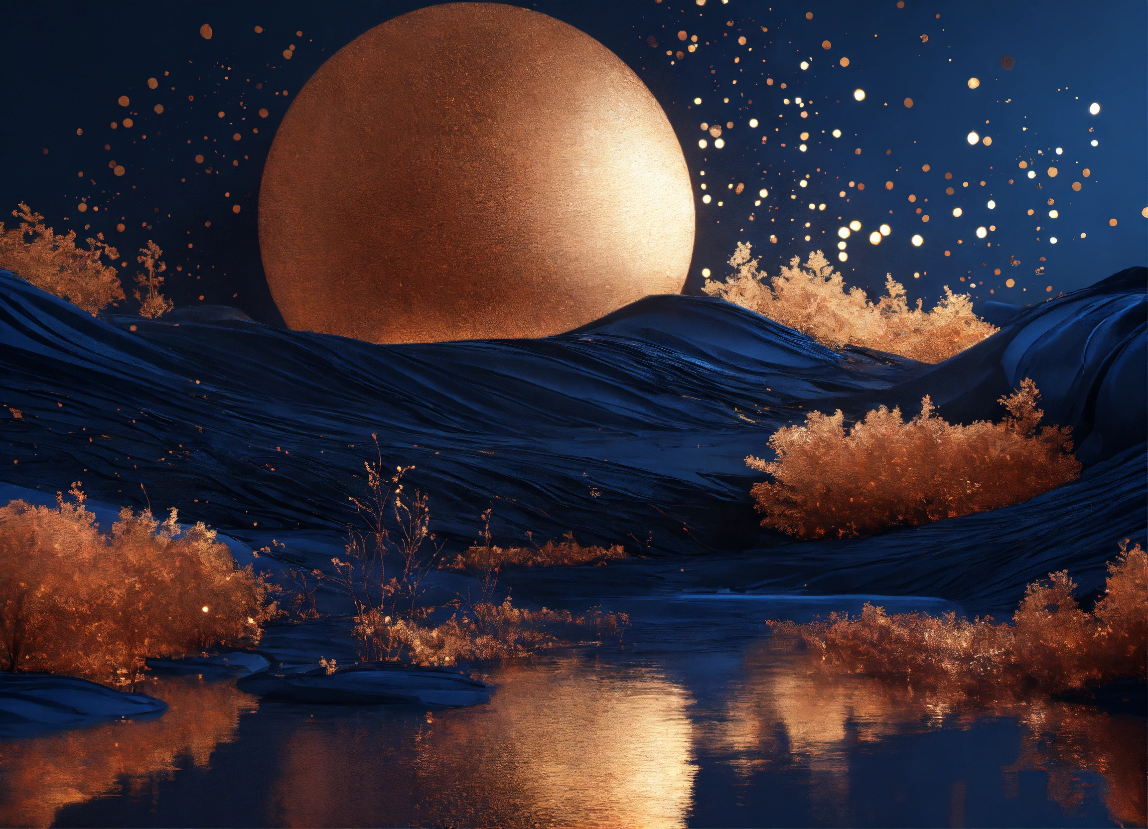 Lexica - Luxury fusion of dark blue botanical theme, modernist abstract ...