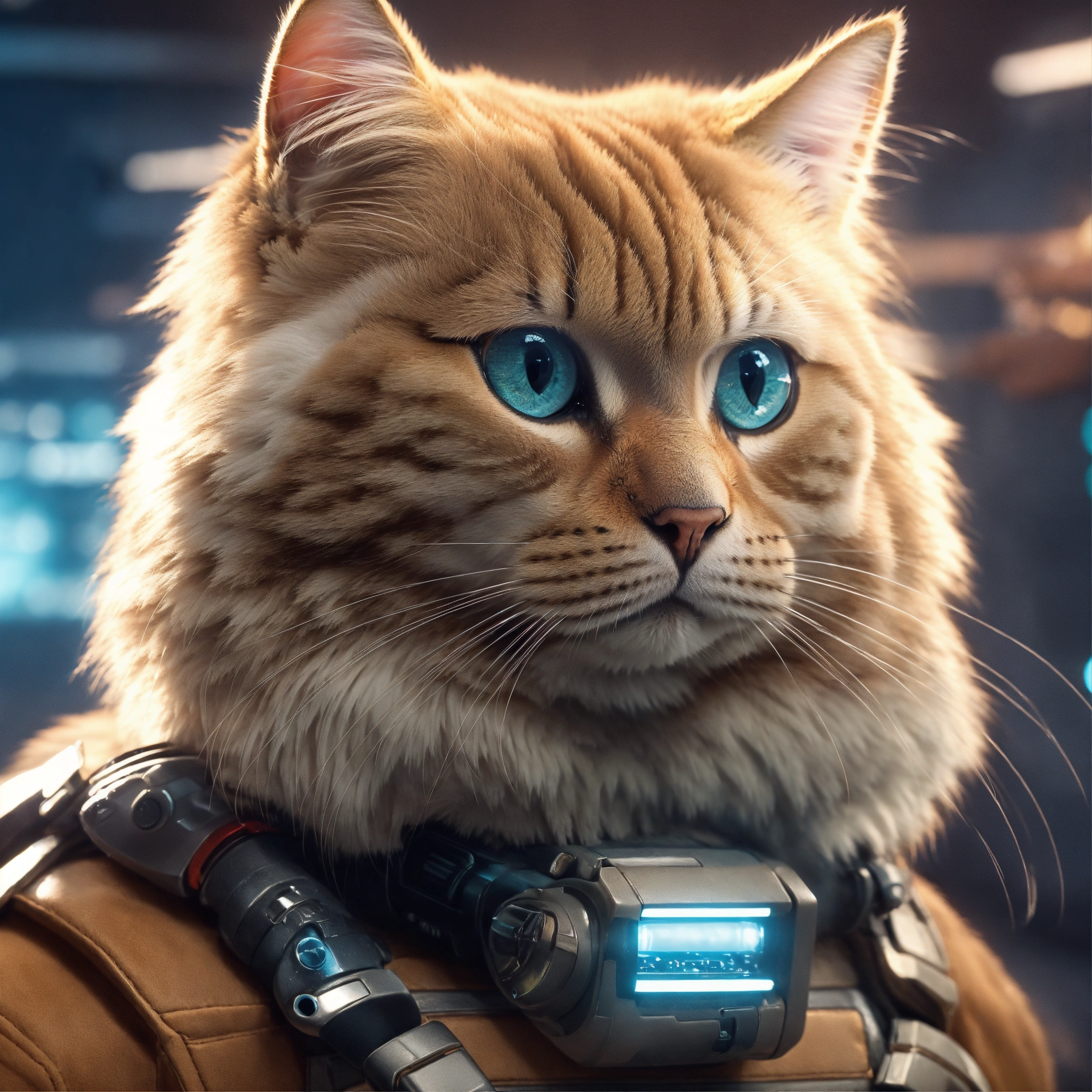 Lexica - A cute Siberian cat, sci-fi movie, realistic.