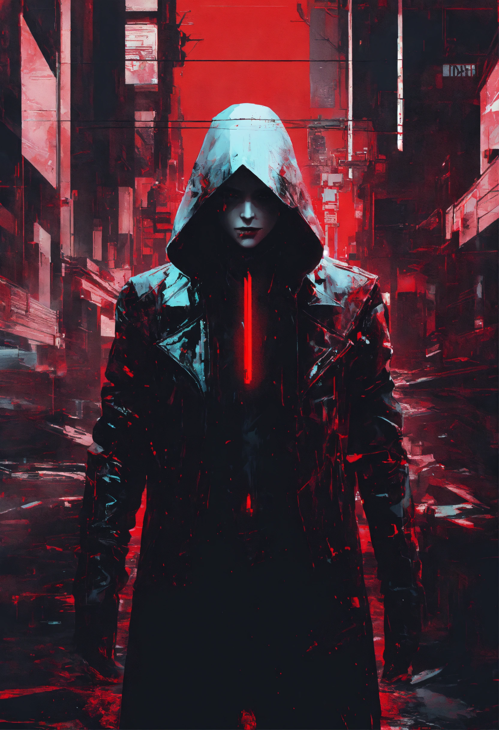 Lexica - Dark Illustration of a vampire style of glitch art, cyberpunk ...