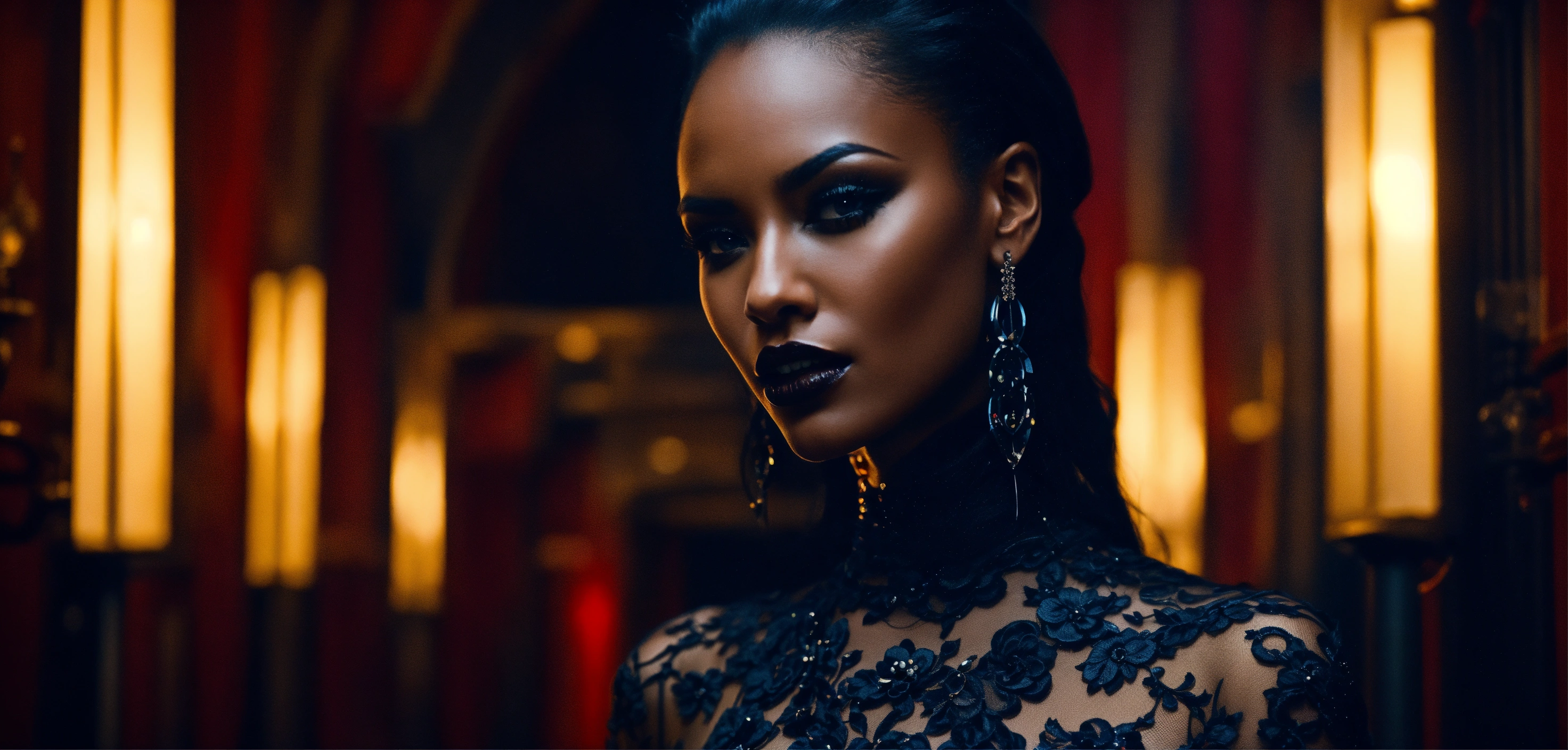 Lexica - Cinematic look, stunning female black model, gallant european ...