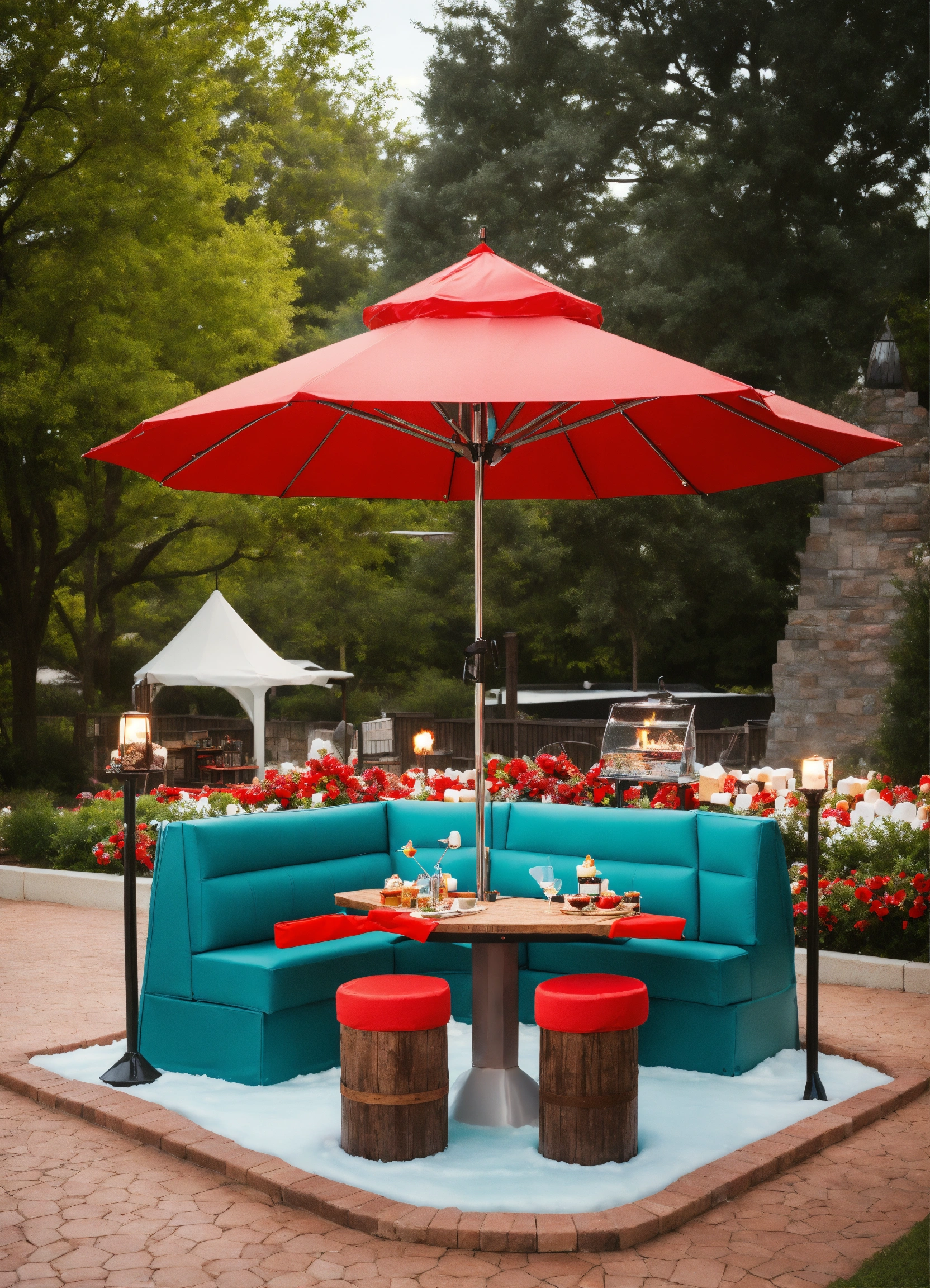 Lexica - Elegant teal ice igloo booth to sell smores outdoor with a red ...