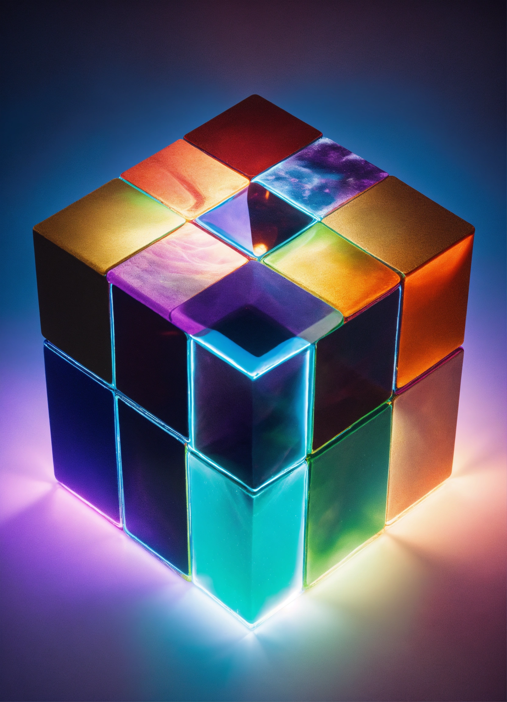 Lexica - An image of a mystical cube giving off light of various colors