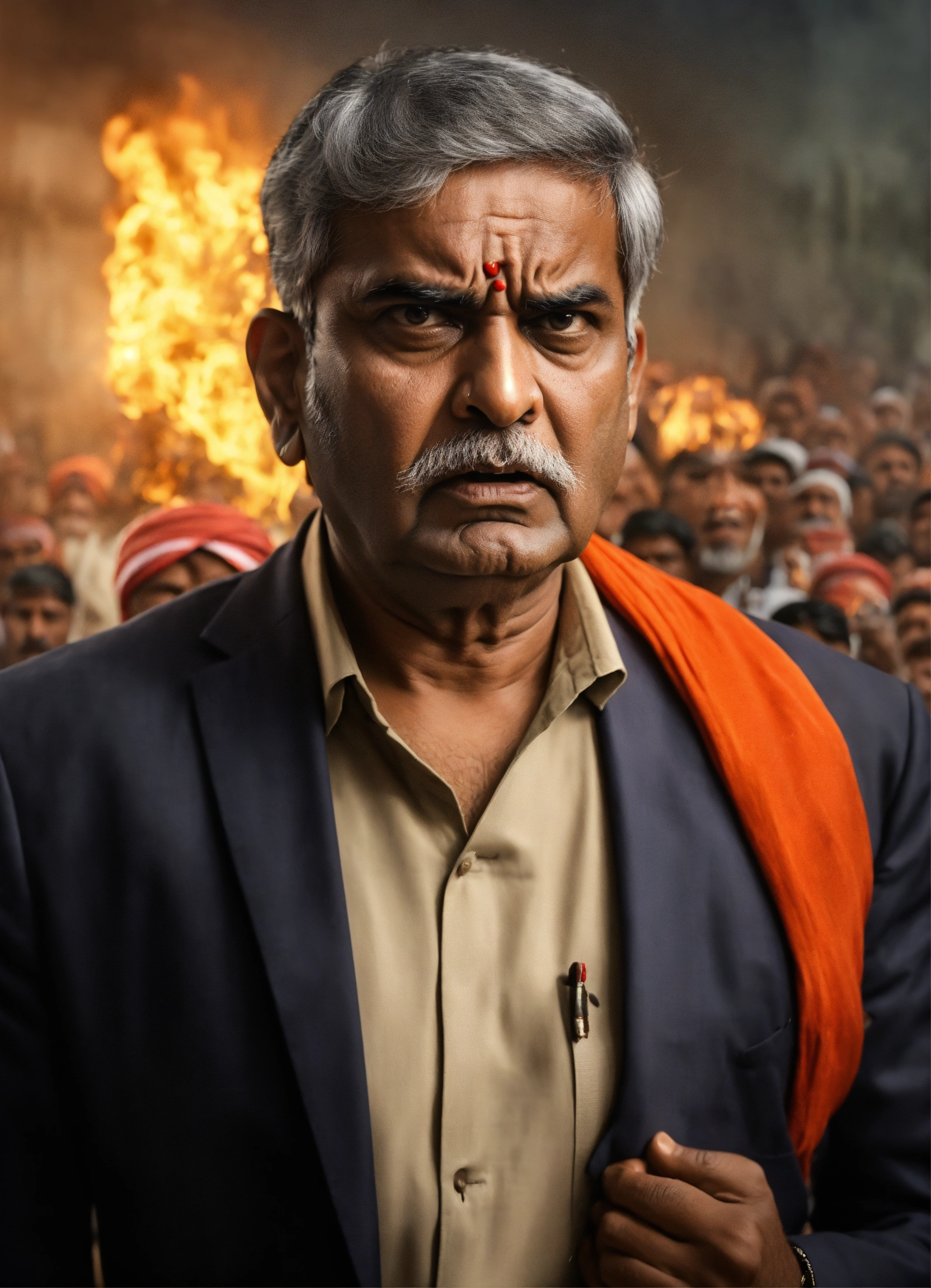 Lexica - Indian political man man with angry moment with full strait looks