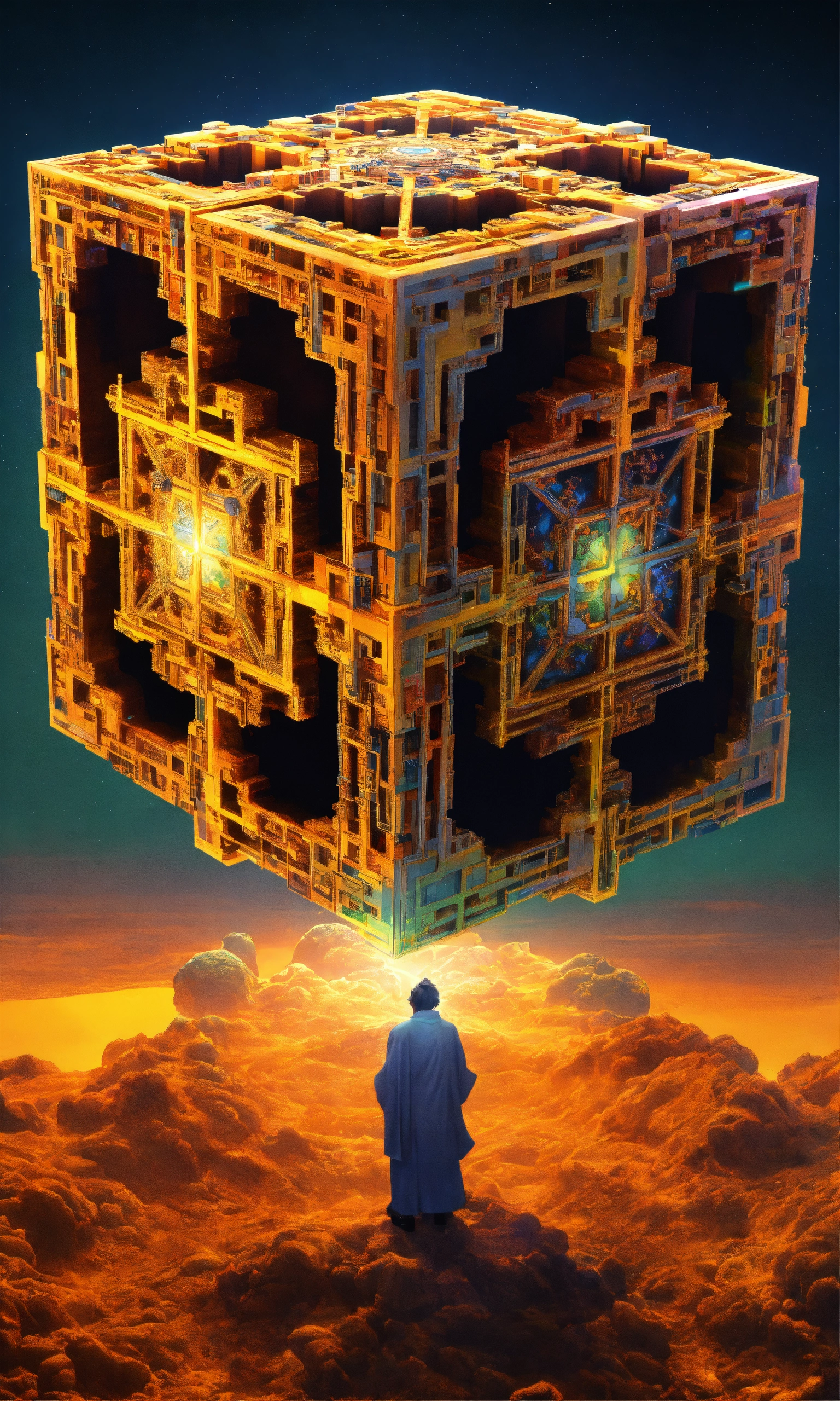 Lexica - Taoist monk tesseract body fractal three point perspective ...