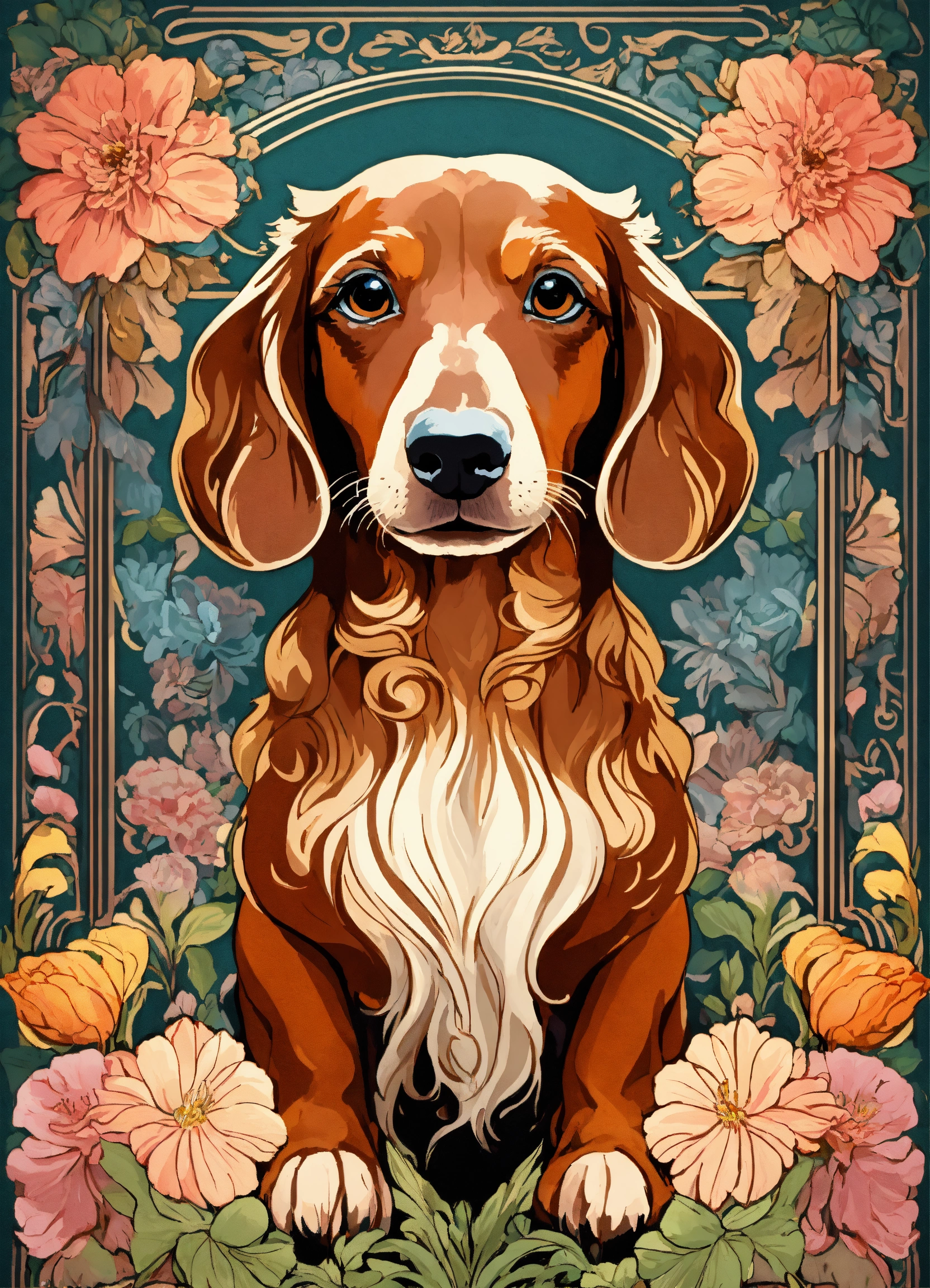 Lexica - Art Nouveau overwhelmingly beautiful daschund framed with ...