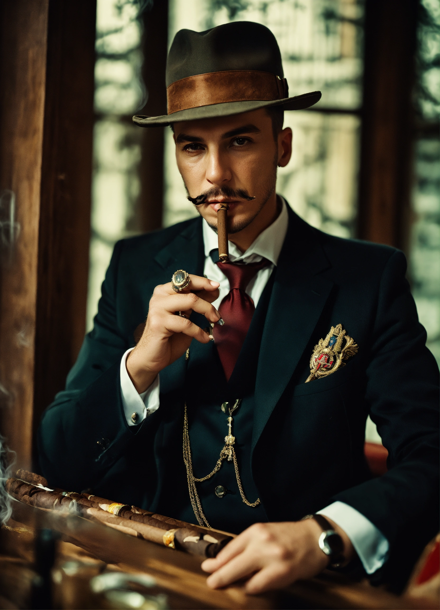 Lexica - Mafialady smoking cigar. foto