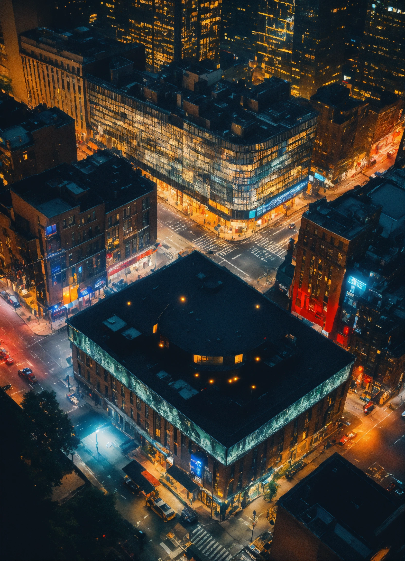 Lexica - Hyper realist night street with modern building seen from ...