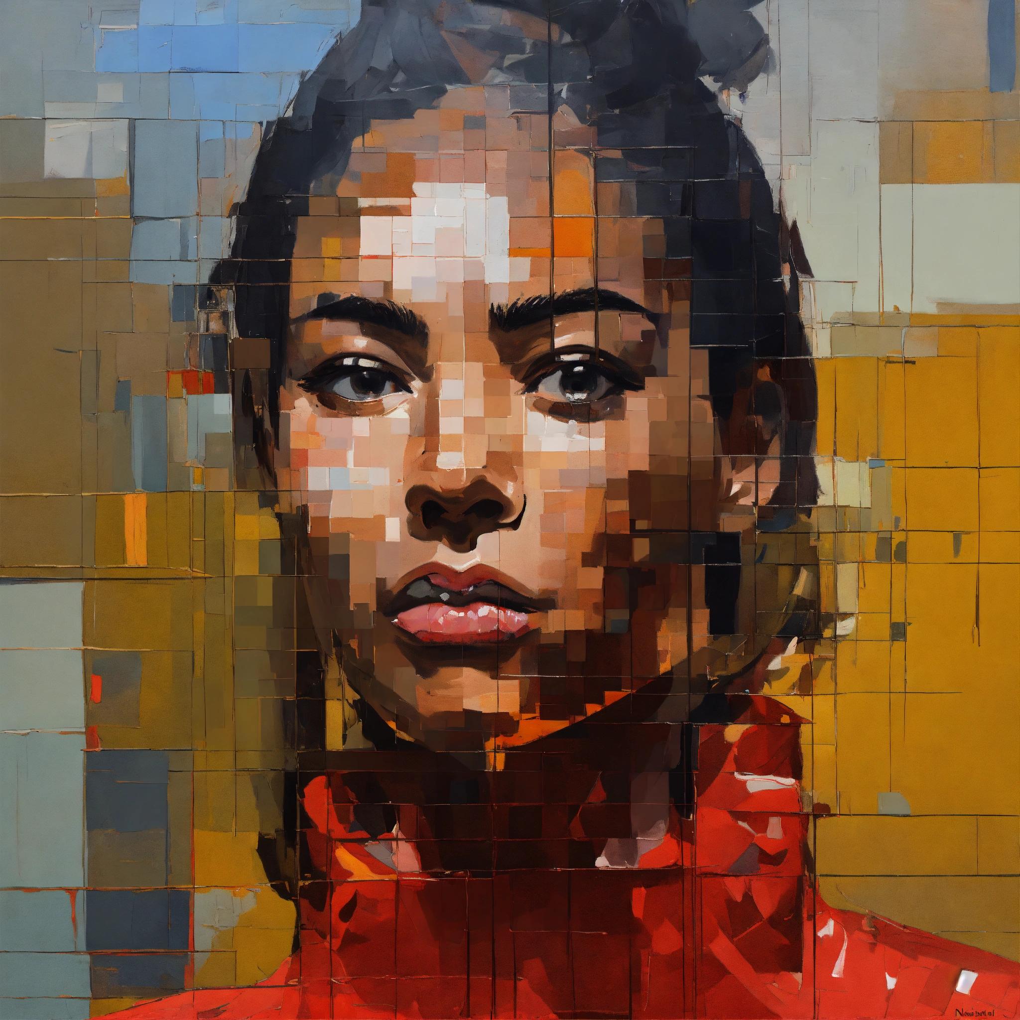 Lexica - Naomi, oil painting, transparent, in style, generative art, recursive art, Mondian ...