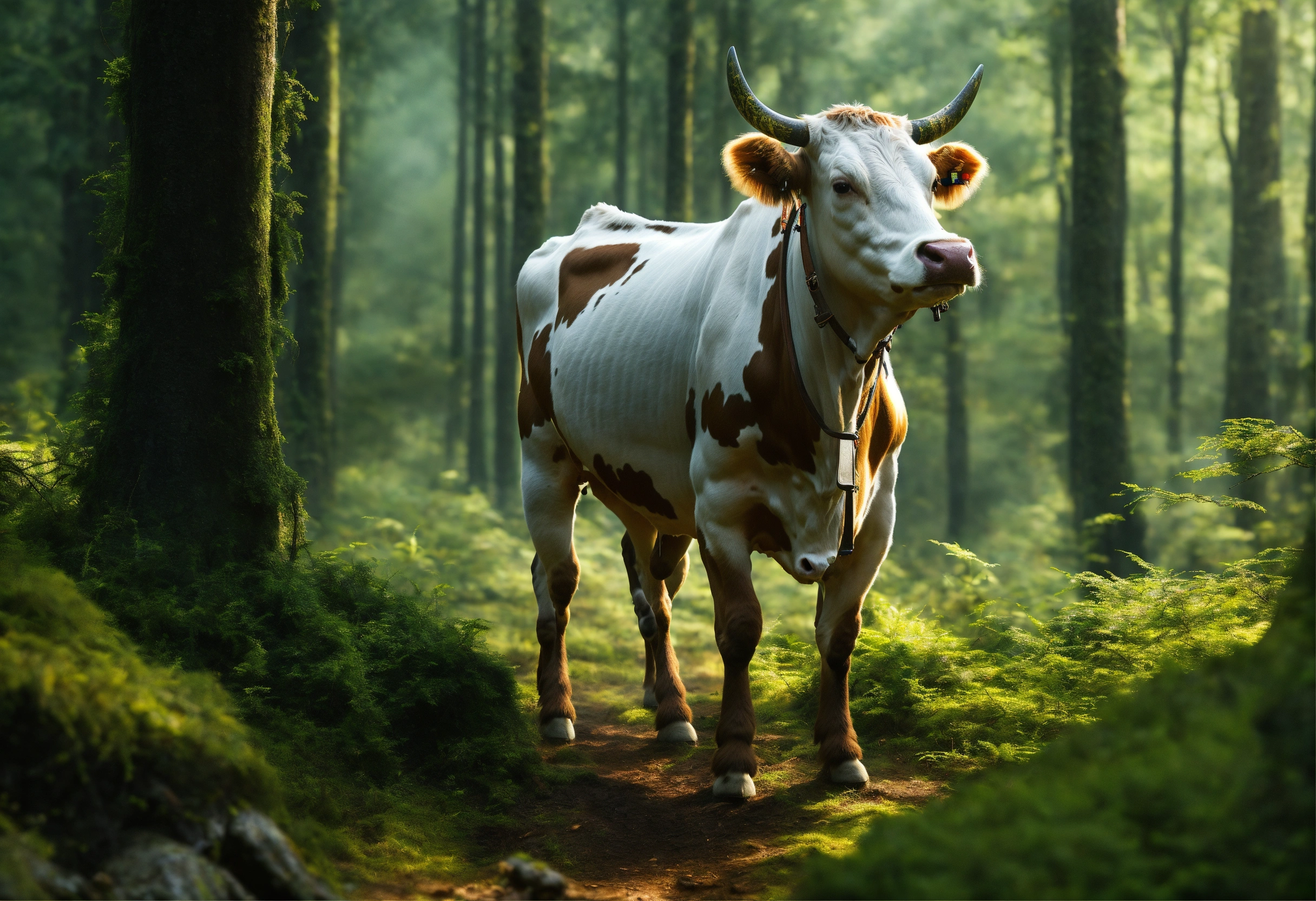 Lexica - Cow samurai. Forest clearing. Hyper realistic.