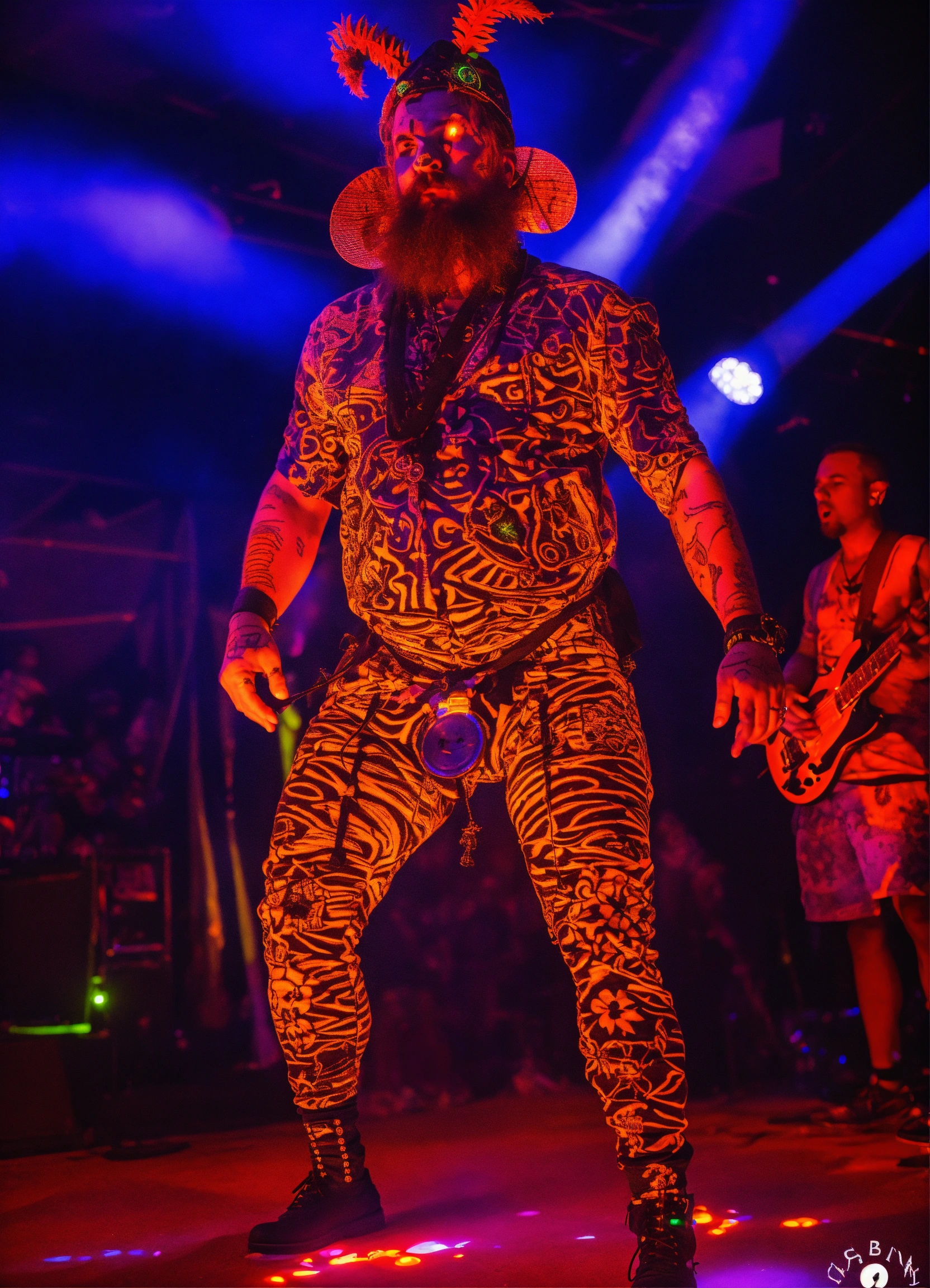 Lexica - Full body Bahpomet in UV Light Voodoo music festival.