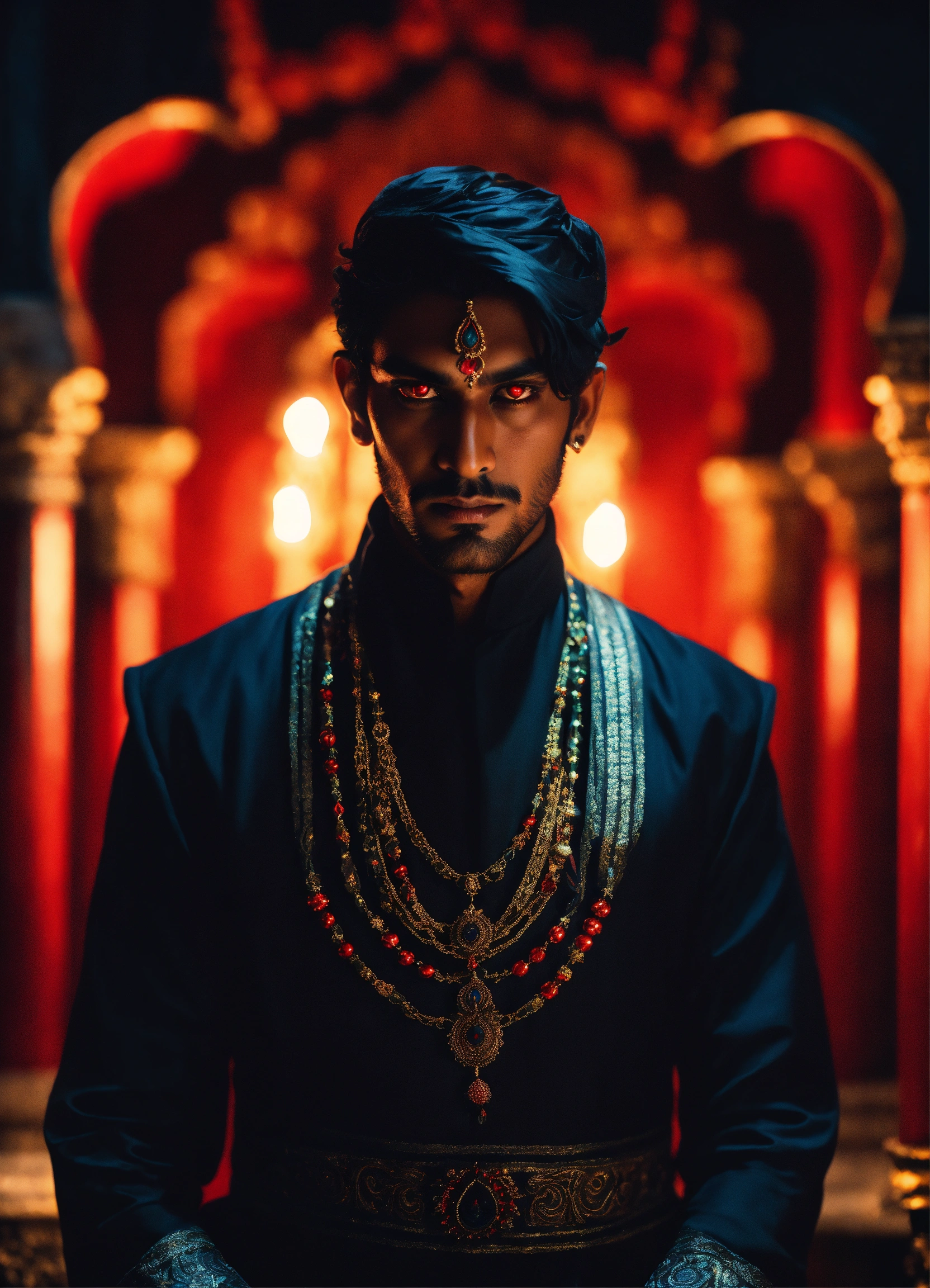 Lexica - Sinister and dramatic portrait of a young handsome south Asian ...