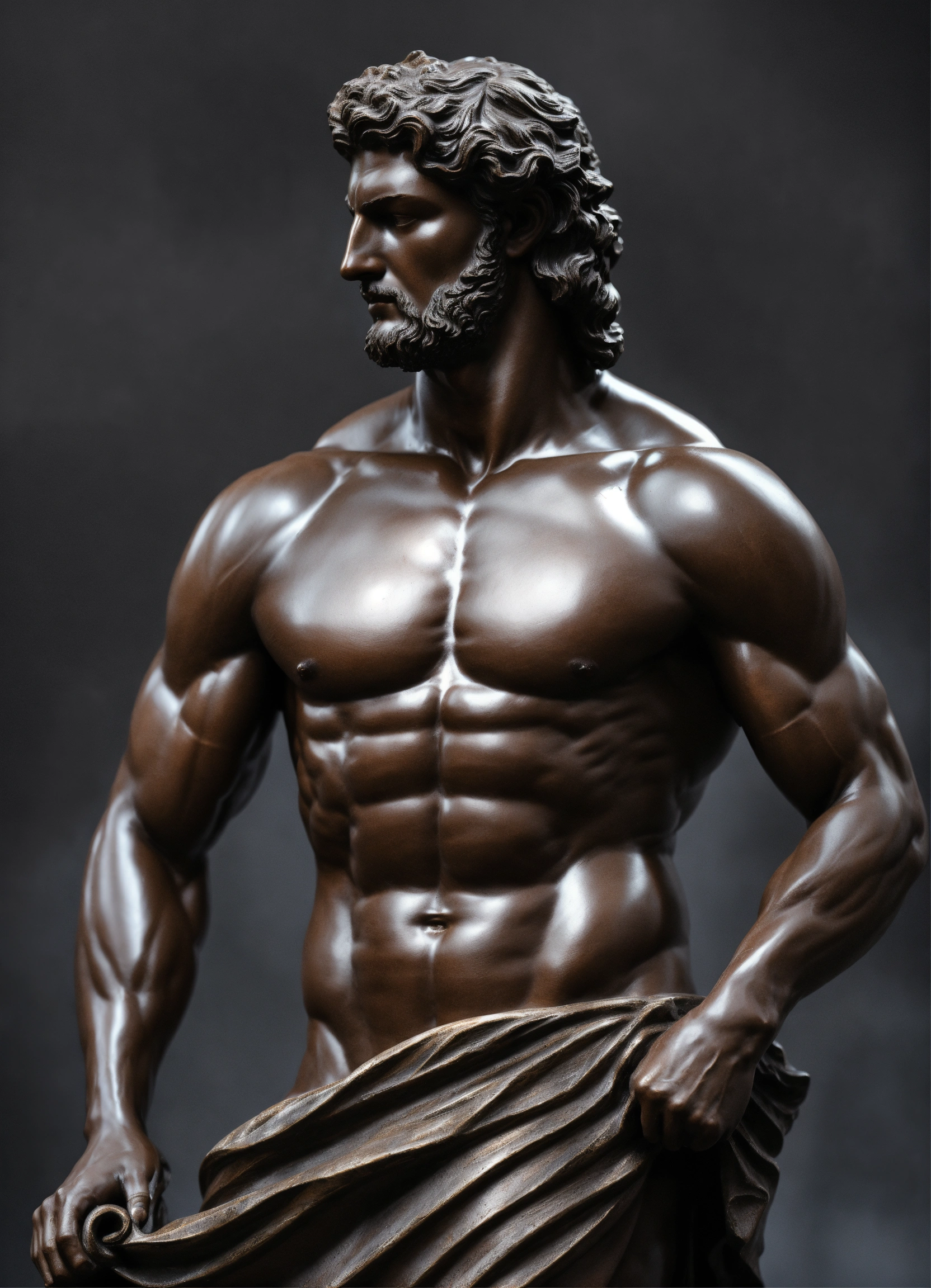Lexica - Simple muscular greek god statue with middelparting hair black ...
