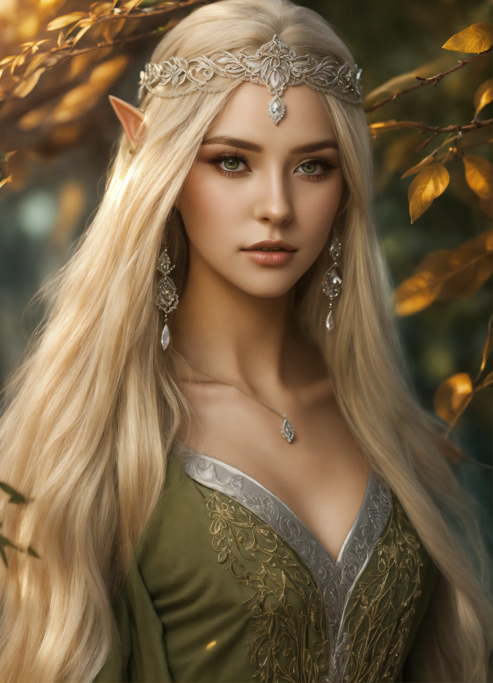 Lexica - Ethereally beautiful, elven woman, long blonde hair, silver ...