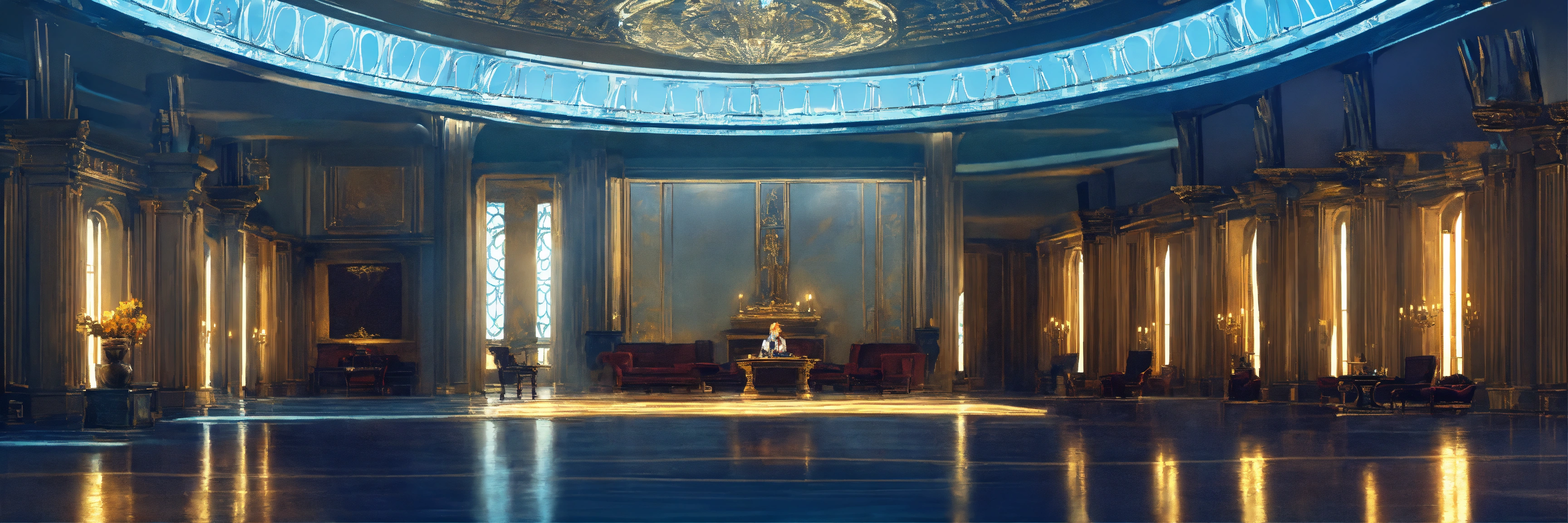 Lexica - Futuristic nobles conspire together in a noble hall