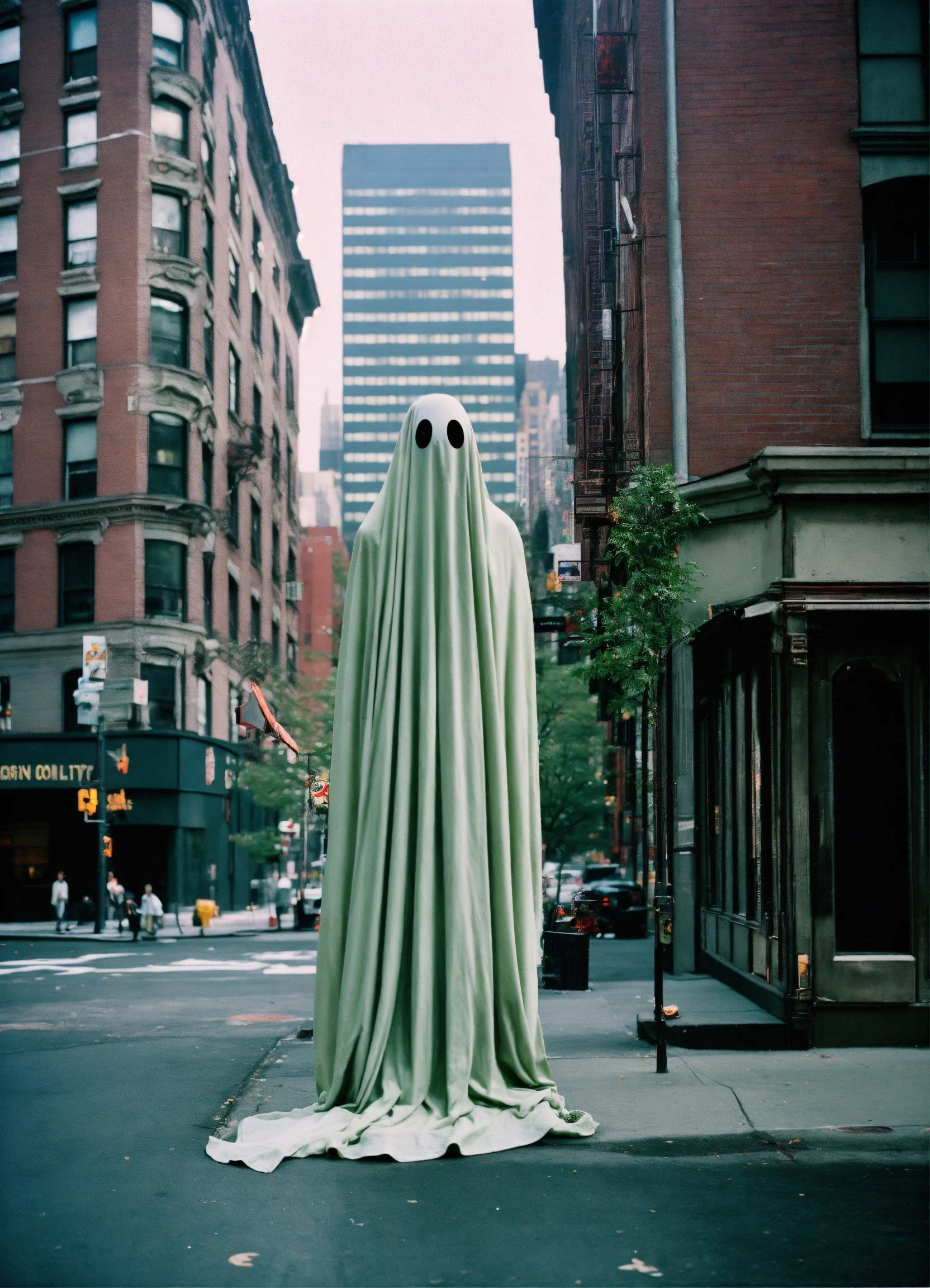Lexica - Very creepy realistic ghost floating in the street, new york ...
