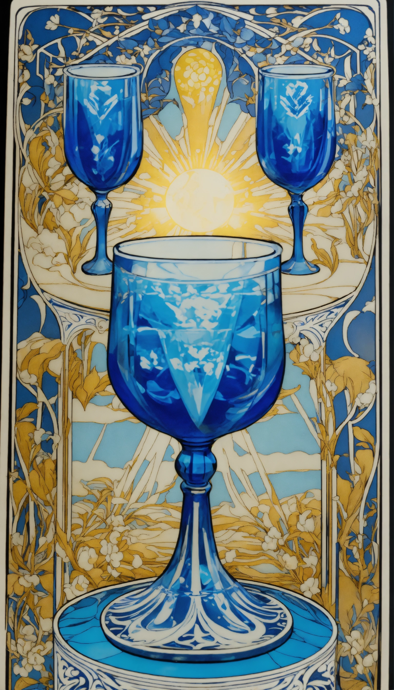 Lexica - Art Nouveau tarot card blue and white glowing ten crystal ...