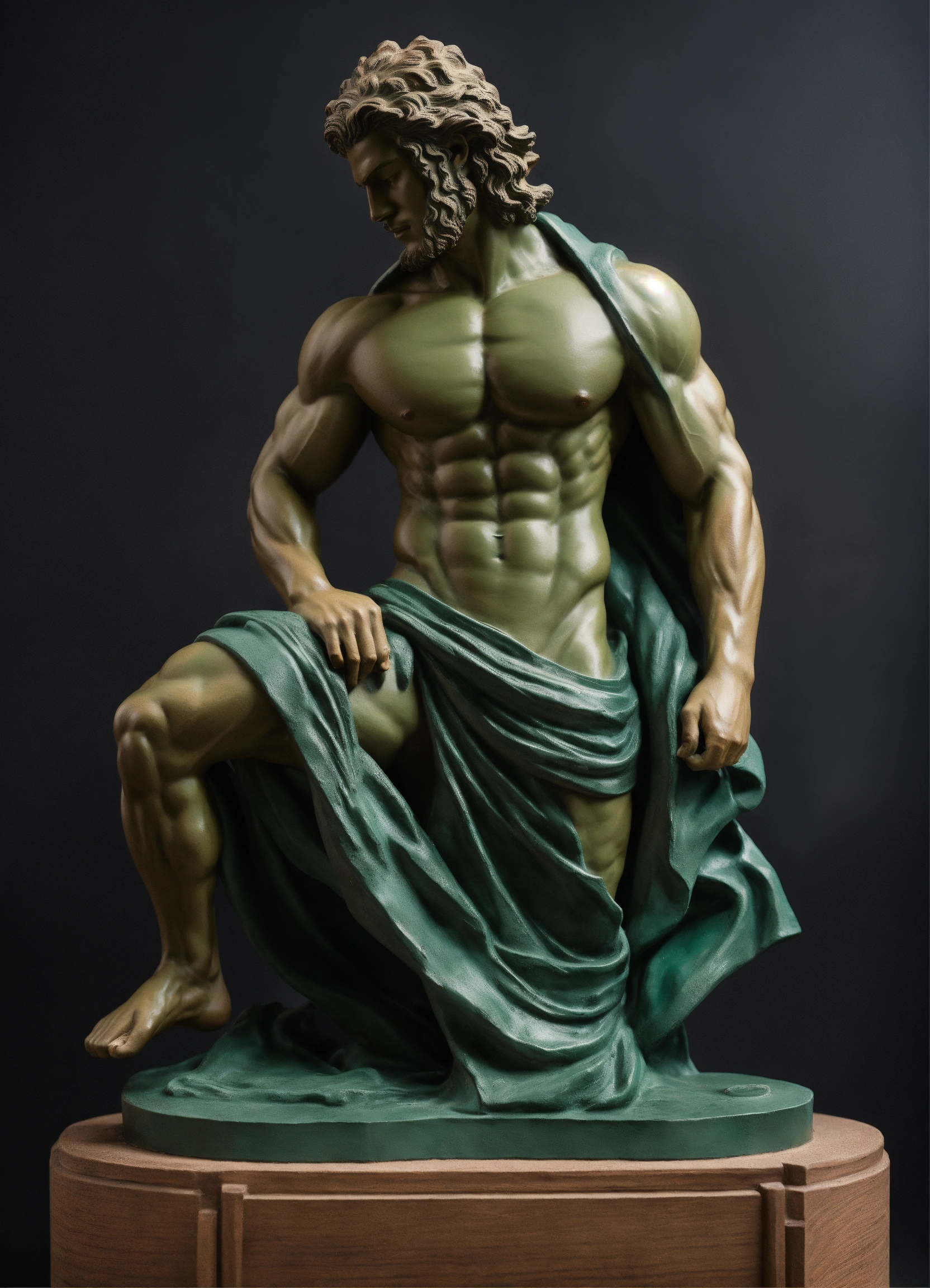 Lexica - A Statue from a muscular Greek god Statue with a wavey middel ...