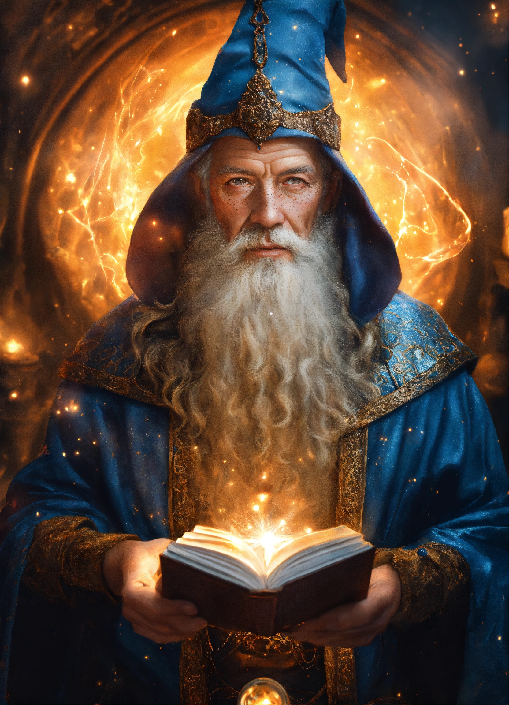 Lexica - Hyper-realistic glamour portrait of an old wizard surrounded ...