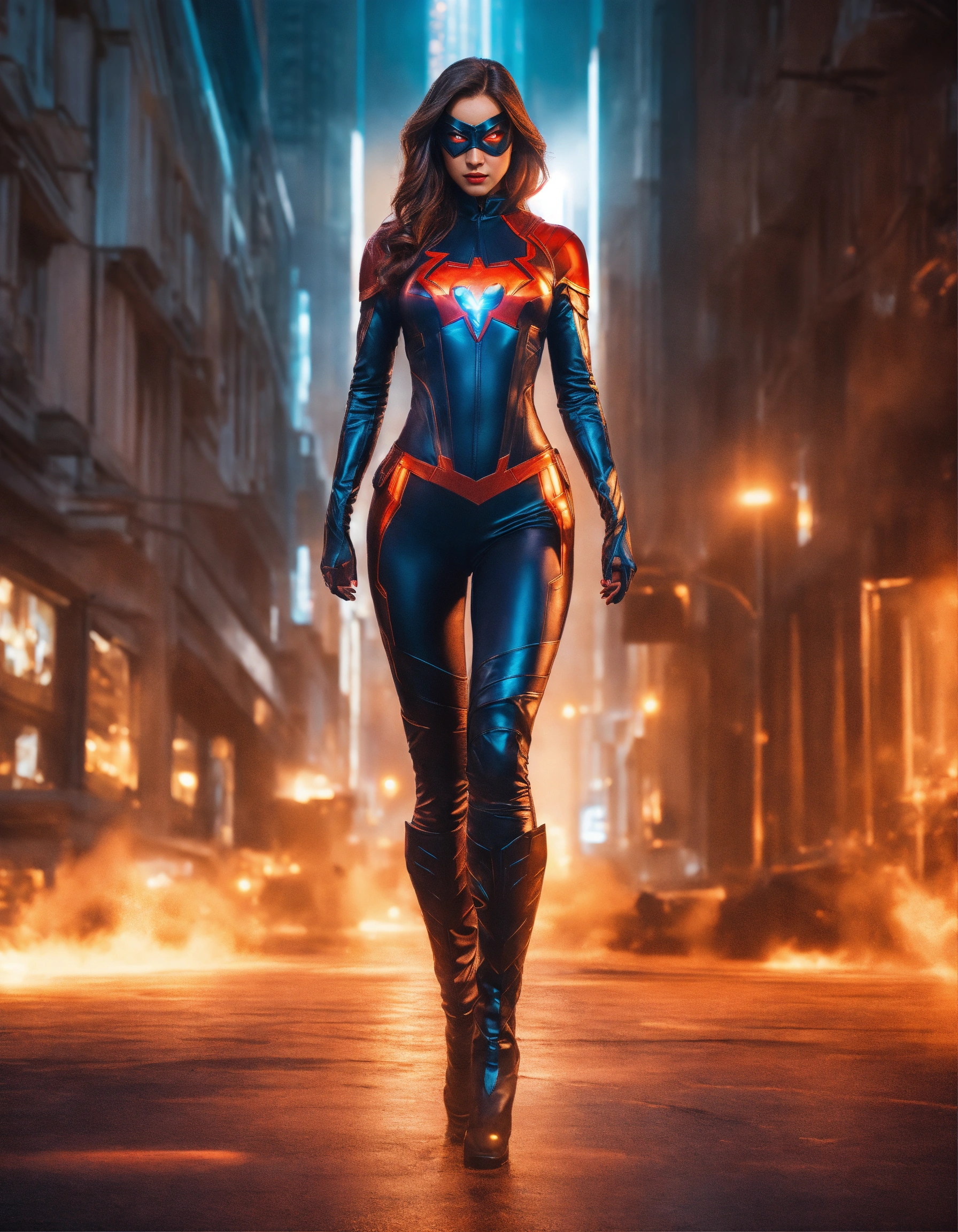 Lexica - Full body shot of beautiful evil superheroine woman in high ...