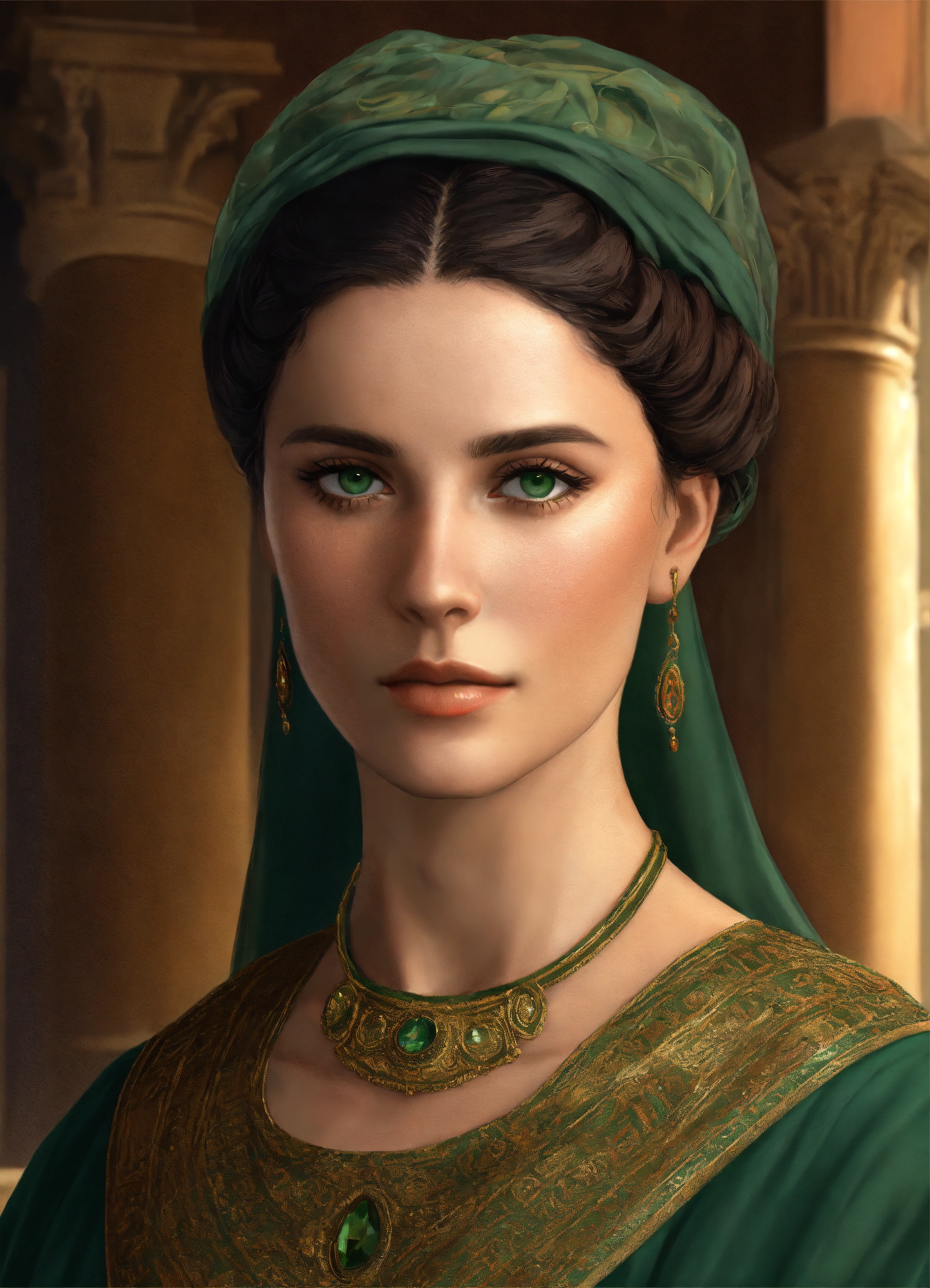 Lexica - A noble roman woman with dark hair and dark green eyes, hair ...