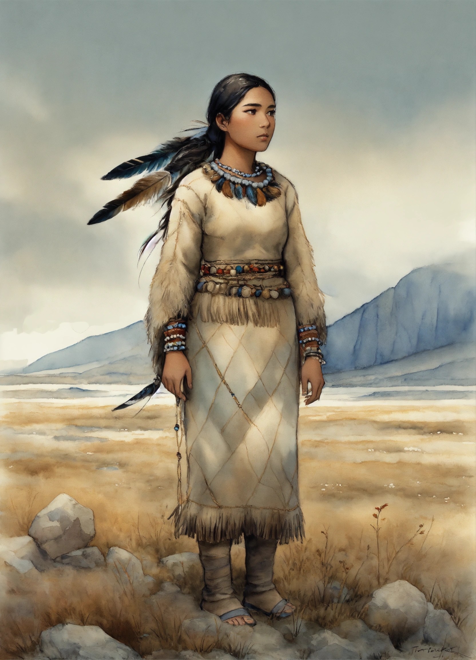 Lexica - Full body Illustration of an inuit woman, young, 18 years old ...