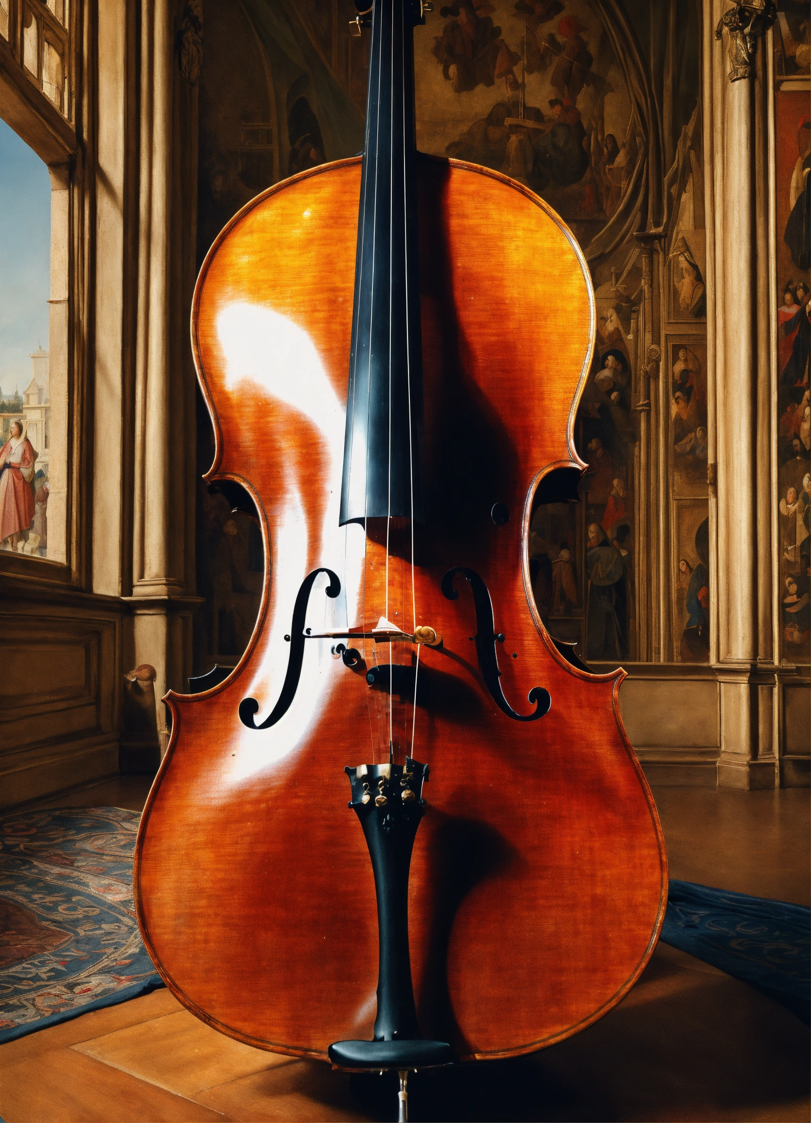 Lexica - A photorealistic closeup POV view of inside a cello, imagine ...