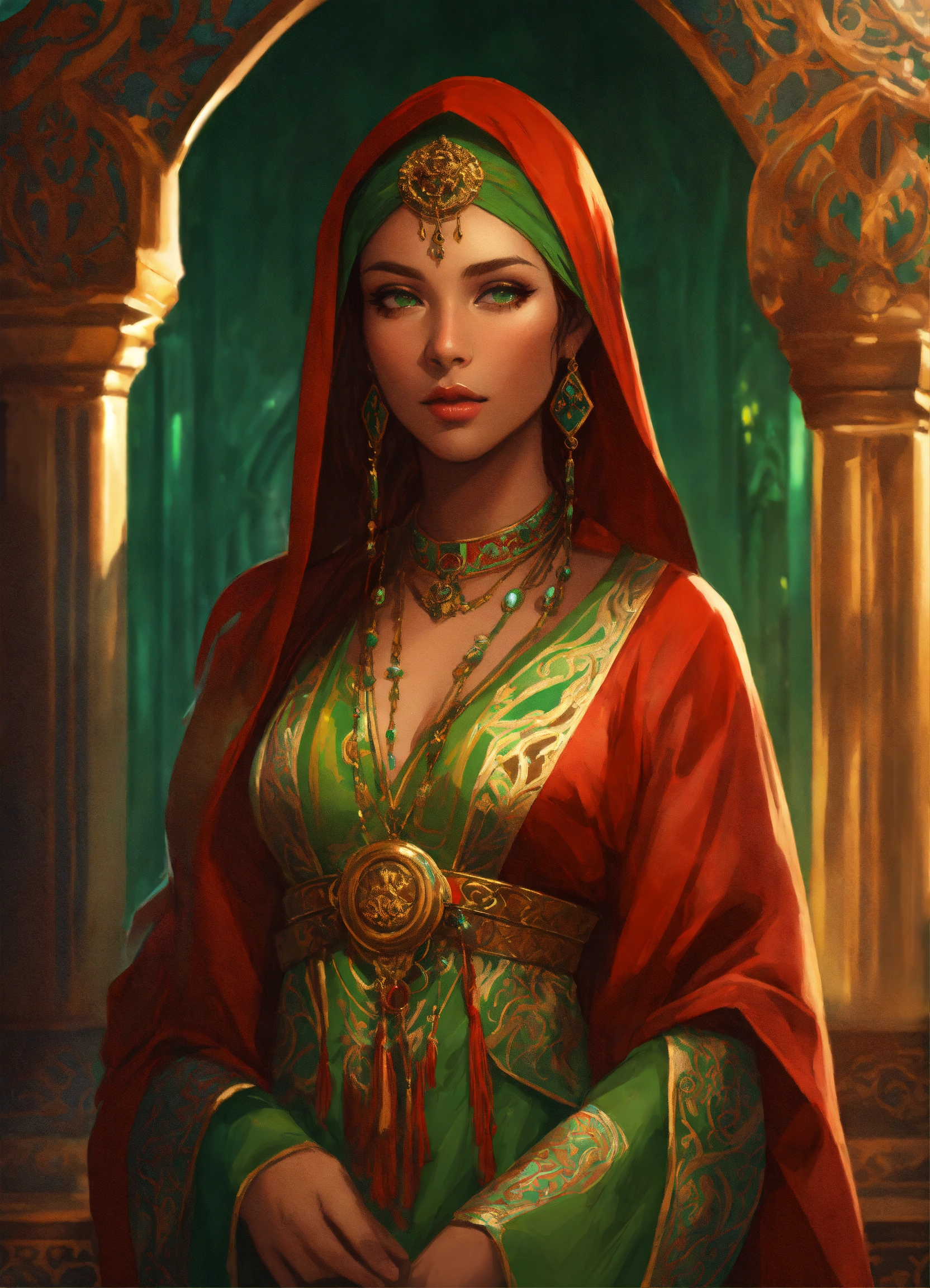 Lexica - Full body portrait of beautiful timurid elf priestess, high ...