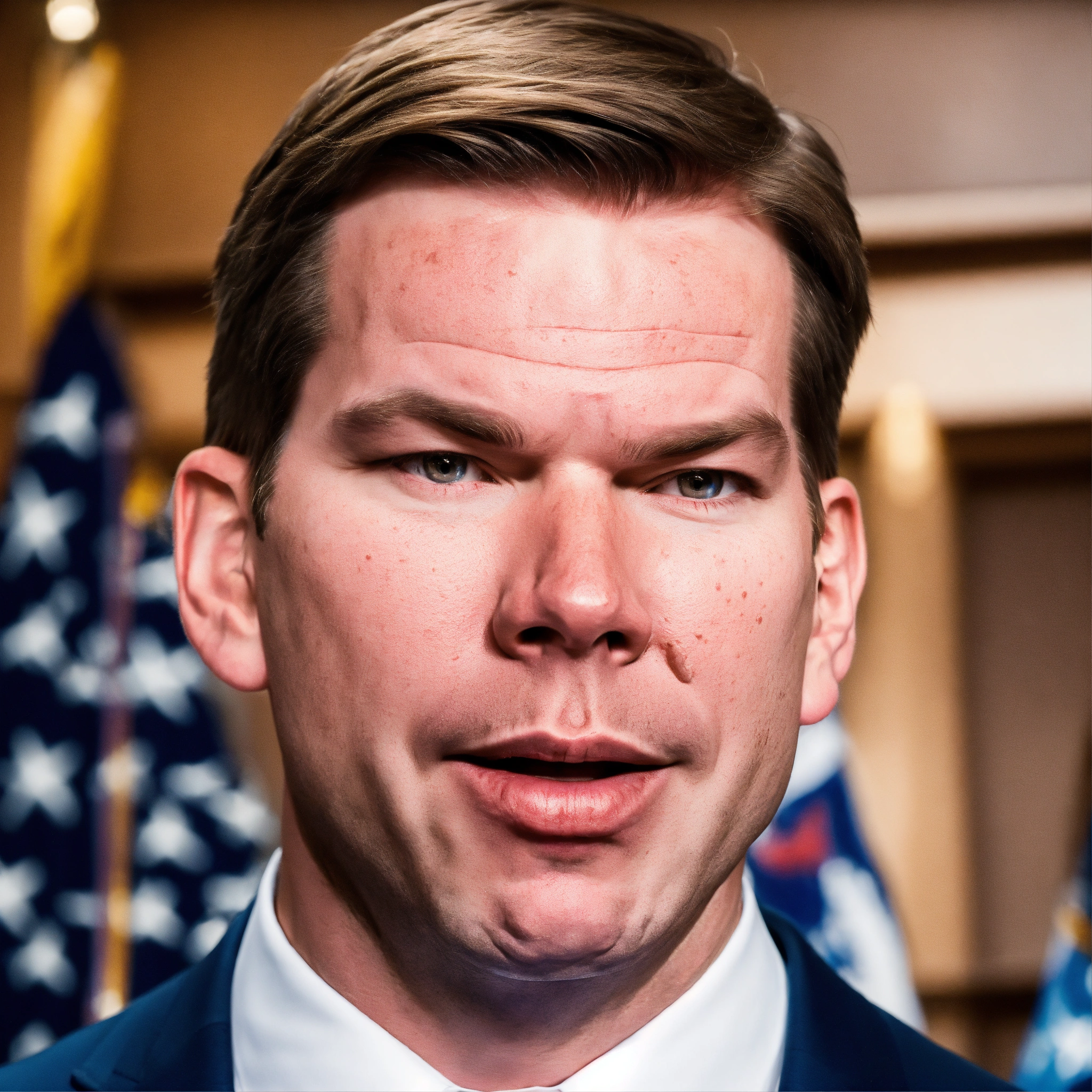 Lexica - ERIC SWALWELL, MAD, ANGRY, HEAVY ACNE ON FACE, YELLING