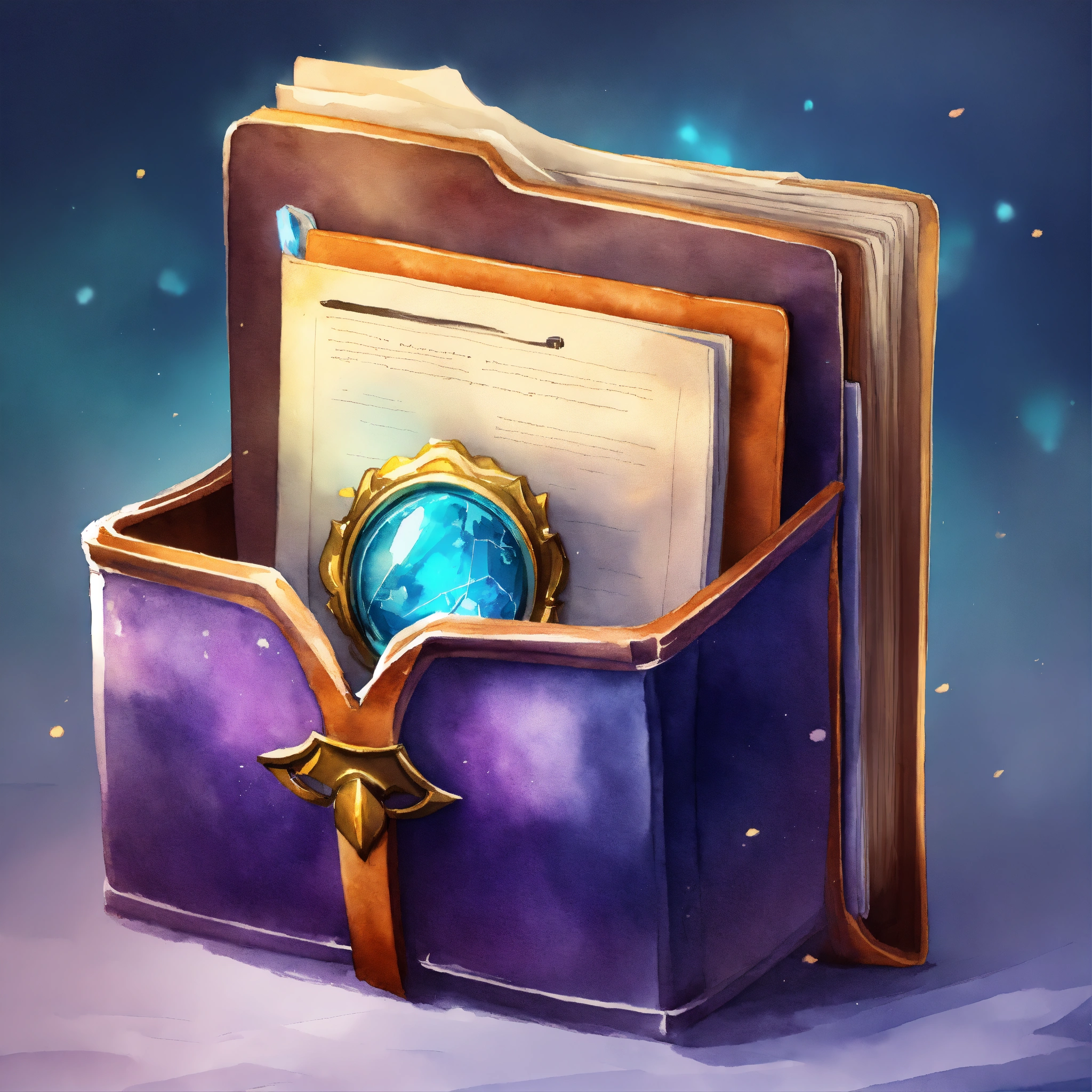 Lexica - Folder with documents, game icon, fantasy style, digital ...