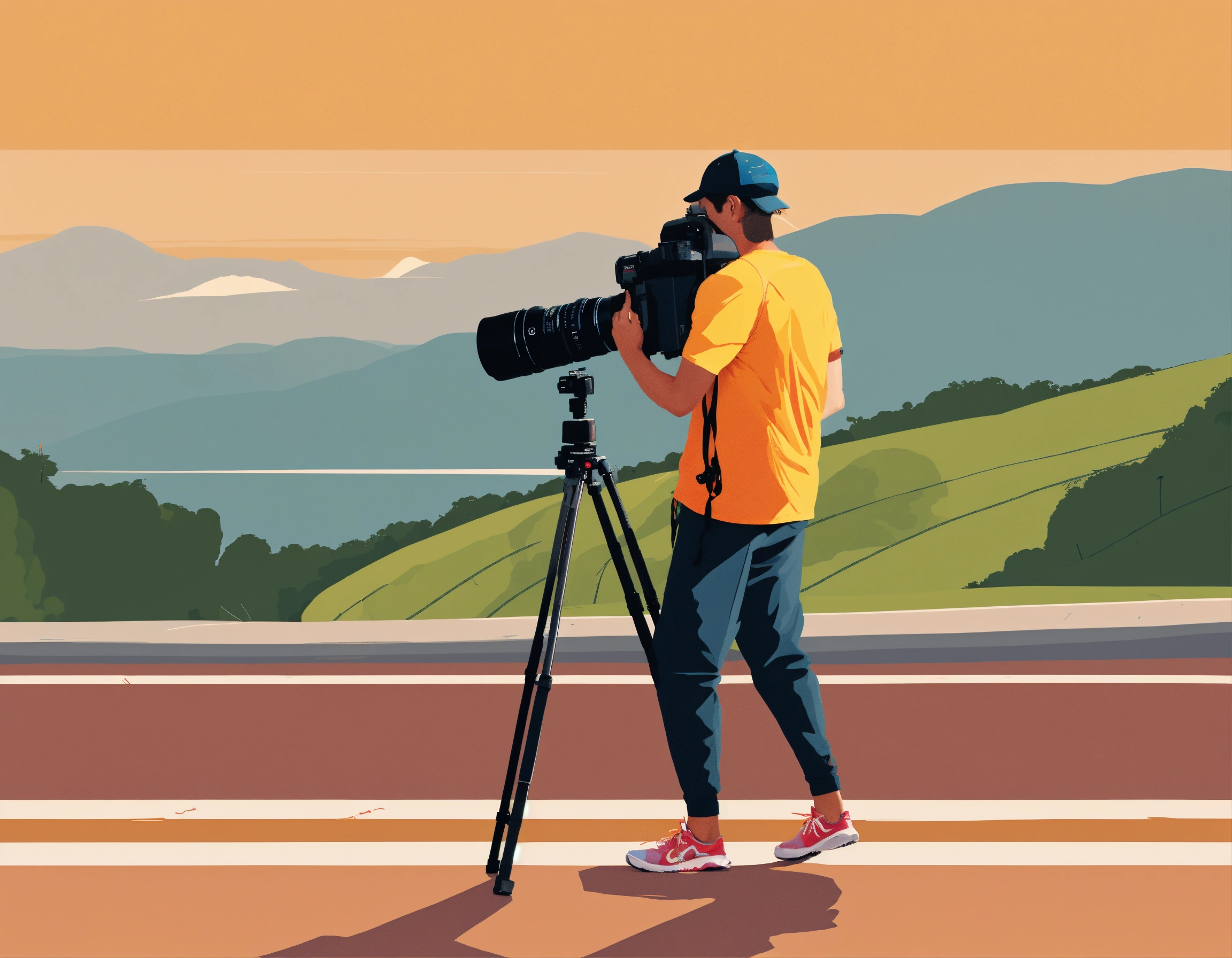 Lexica - Photographer with a camera and giant telephoto lens ...