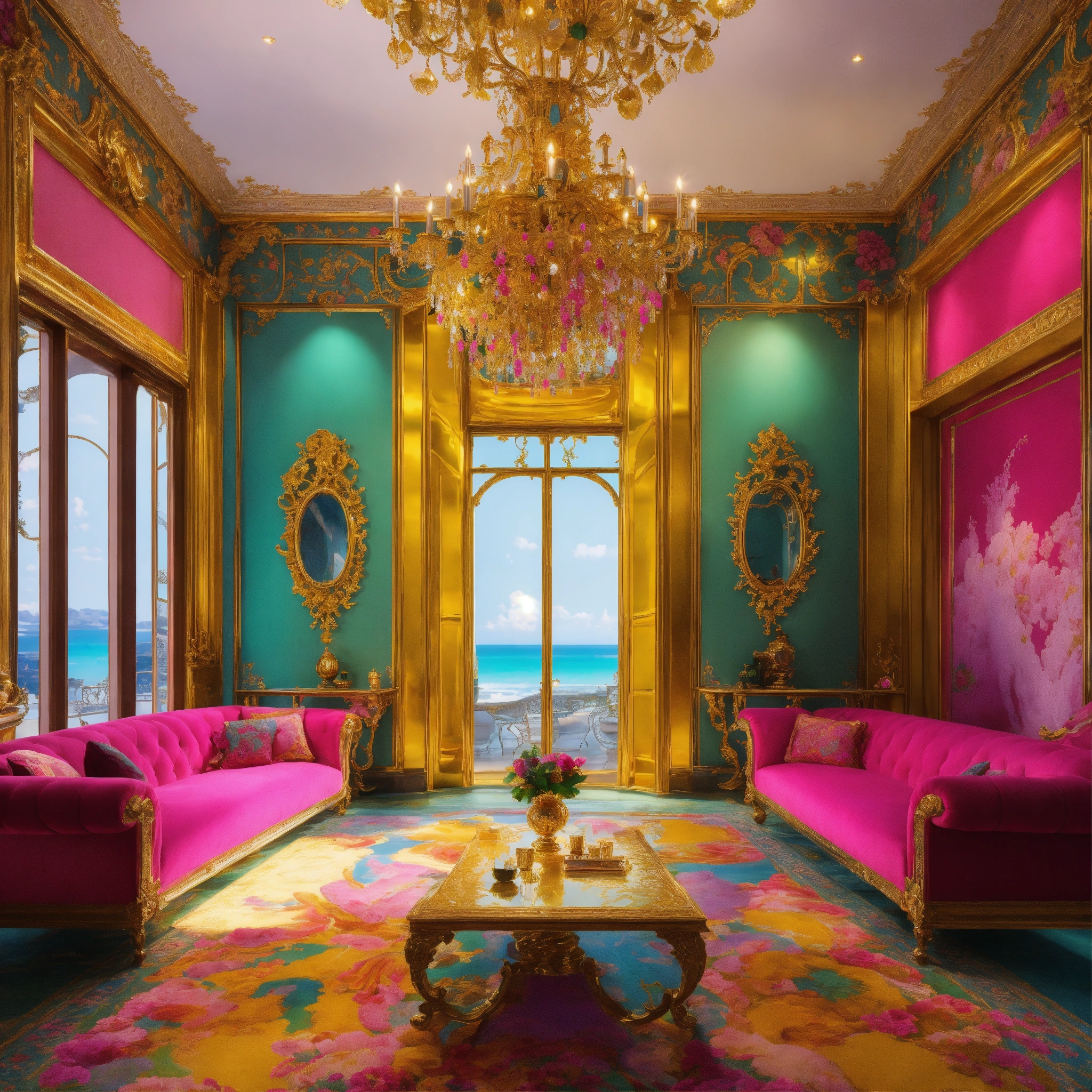 Lexica - Futuristic beautiful French mansion interior sitting room ...