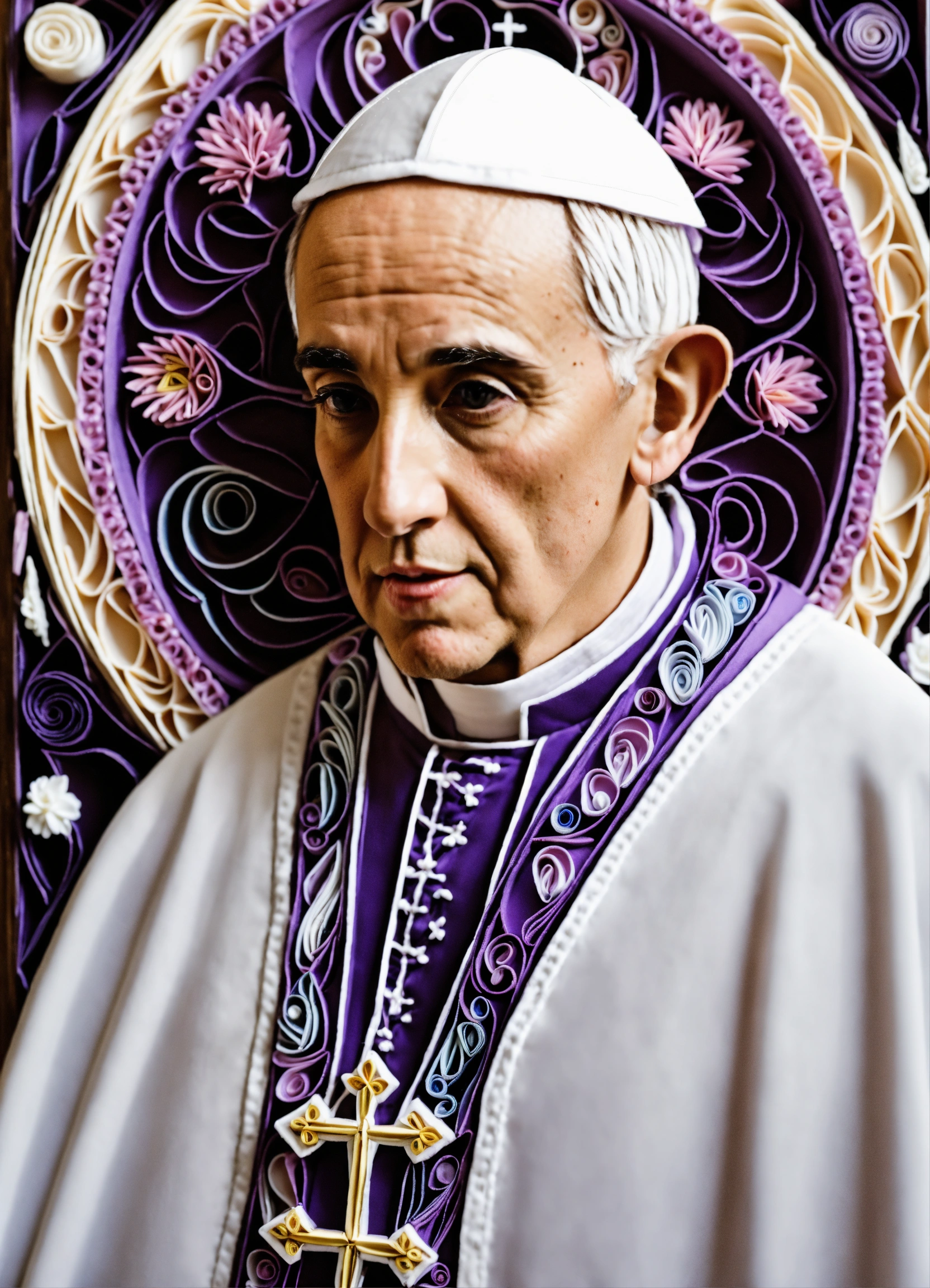 Lexica - Beautiful man pope quilling white purple
