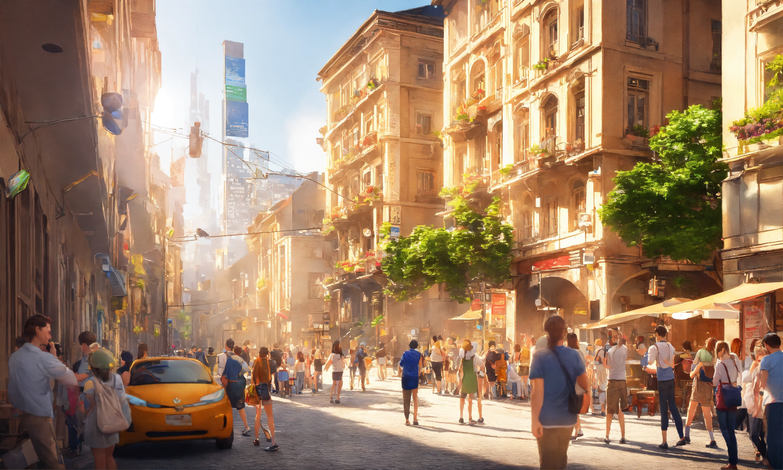 Lexica - People are praising in a groups, animated street view