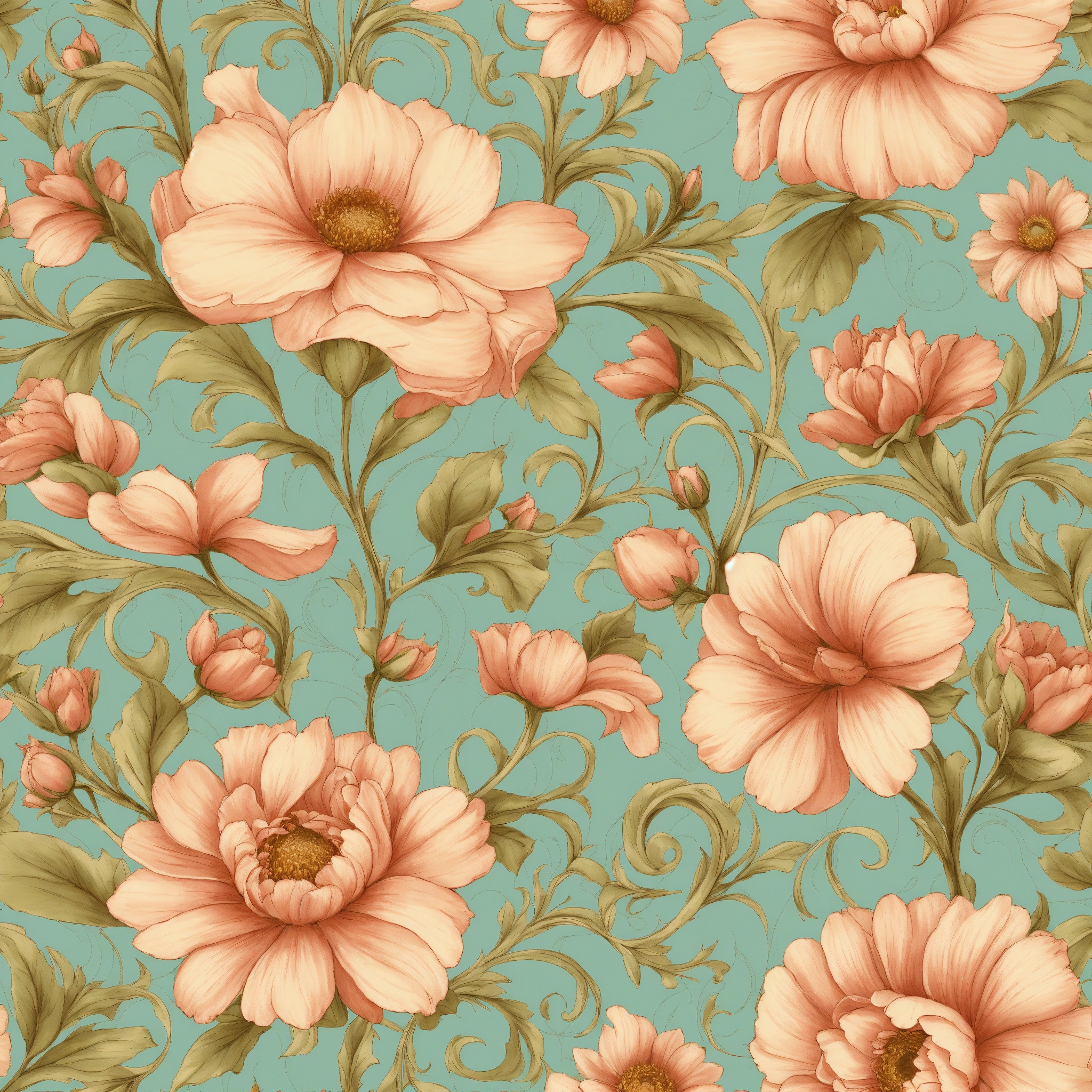 Lexica - Imagine a seamless pattern with a pretty scroll design with ...
