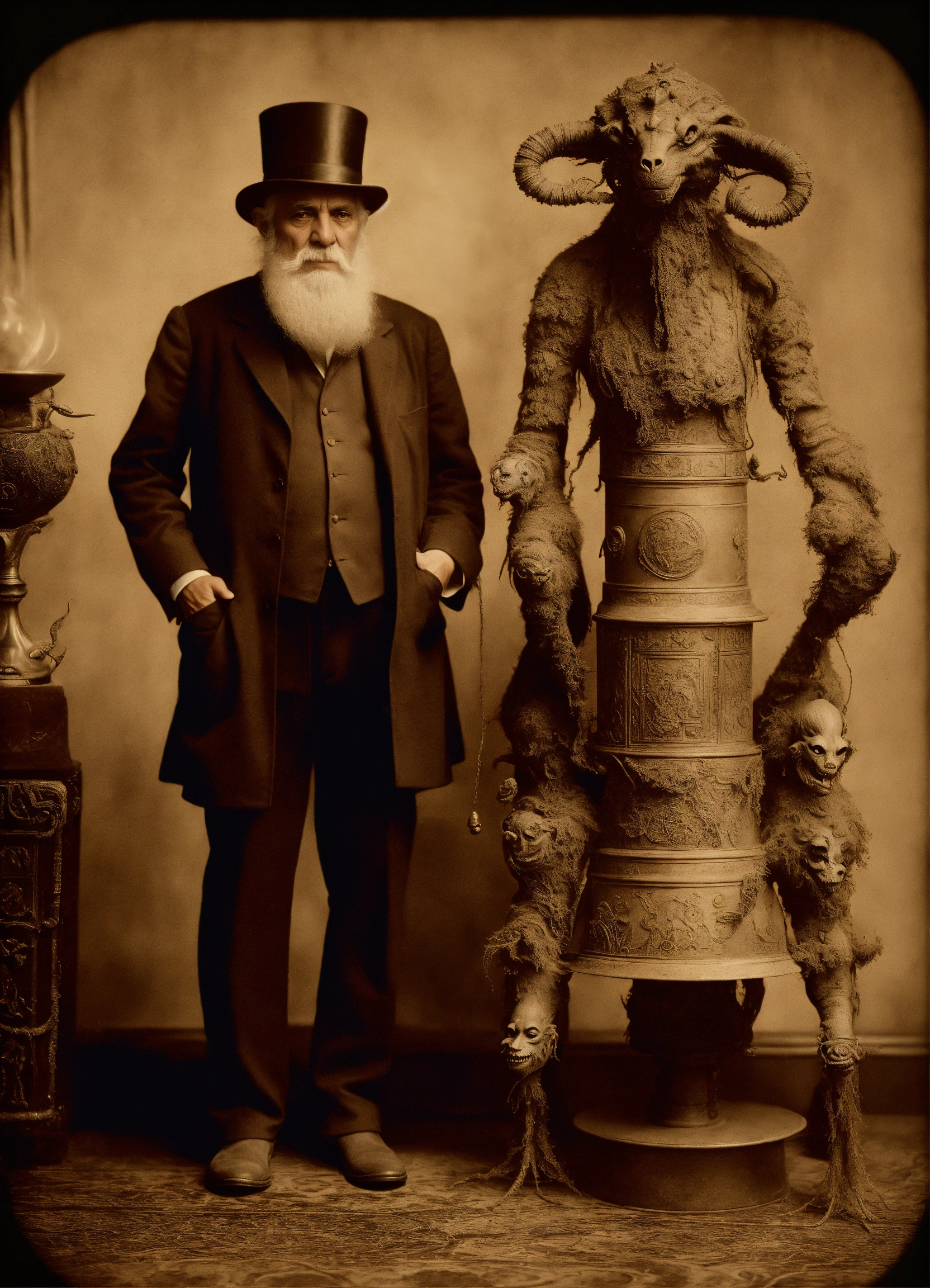 Lexica - Old man wearing like a fakir , whit a turbant in head ...