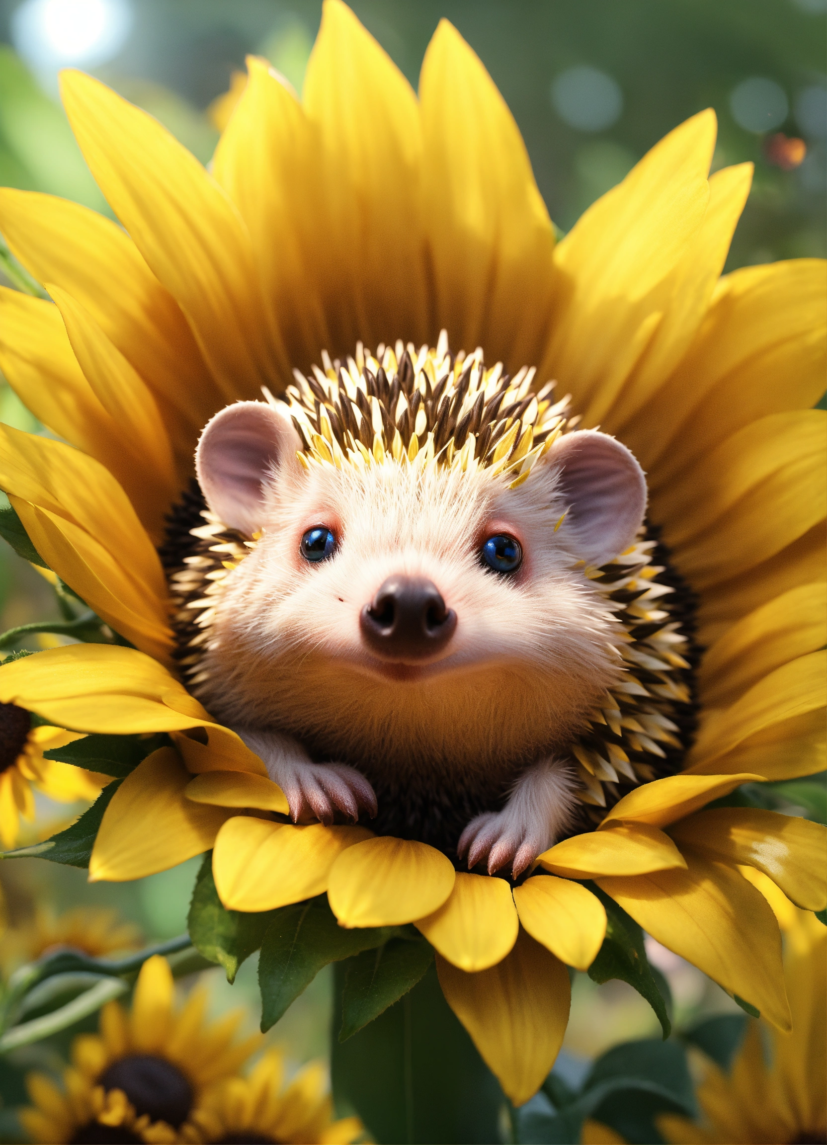 Lexica - A super cute sunflower hedgehog, unreal engine, 3d render, pixar