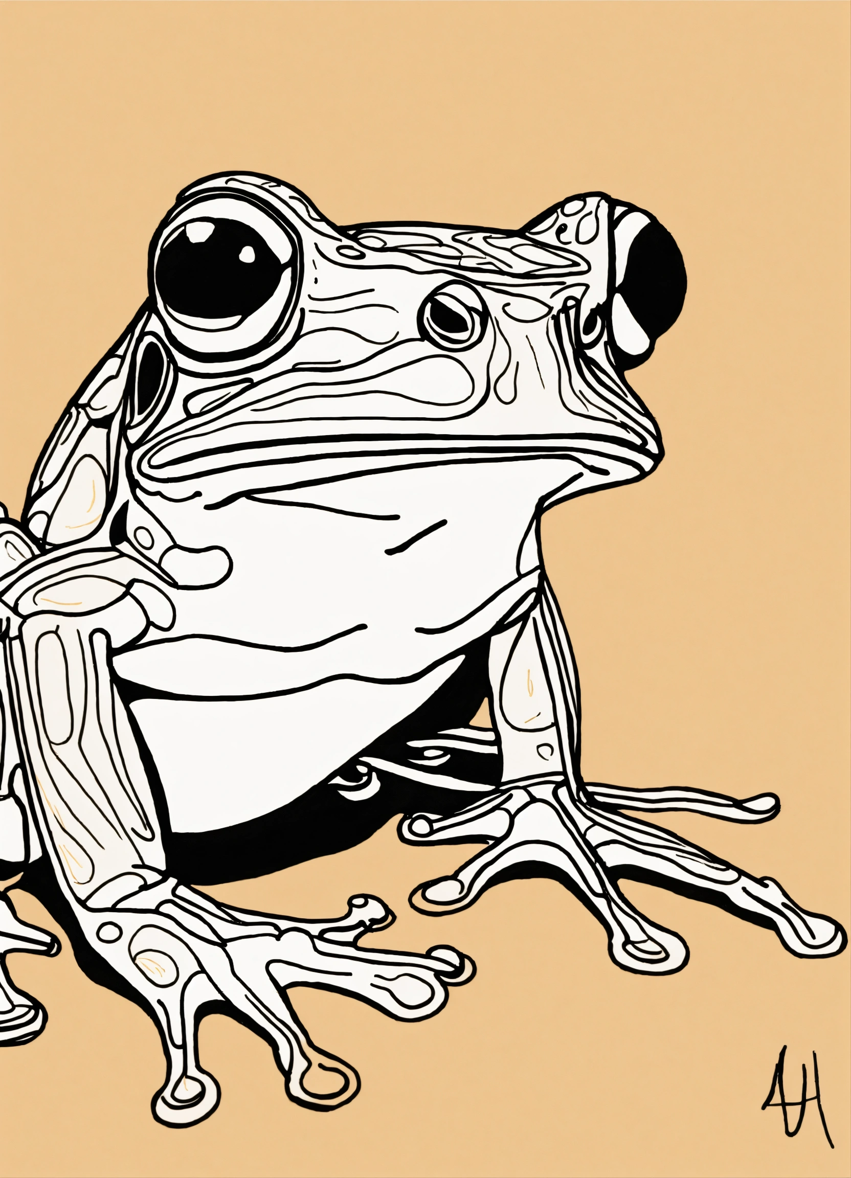 Lexica - Beautiful portrait of a frog, one line drawing, bold sketch ...