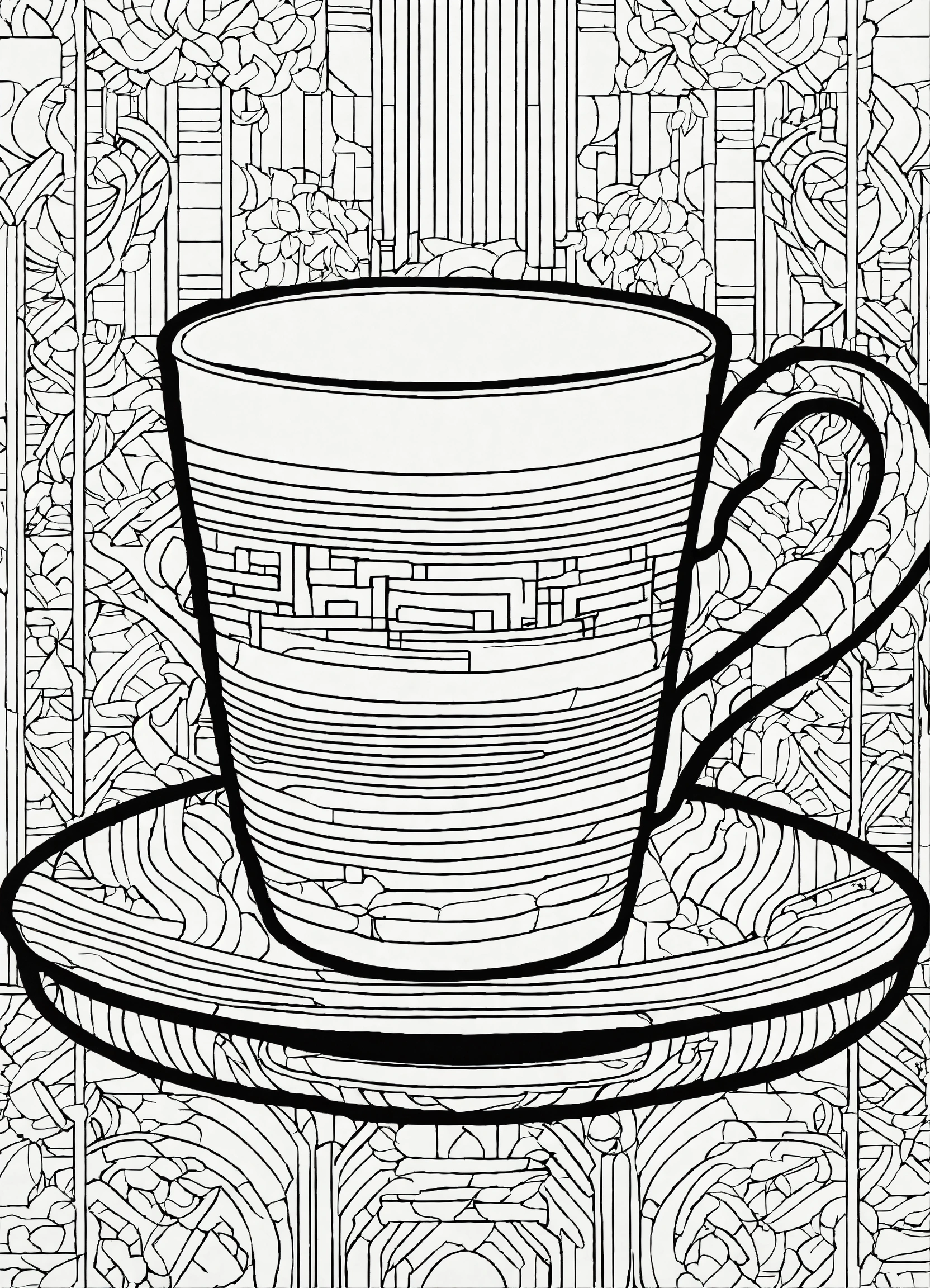 Lexica - Coloring page for adults, bold lines, dark lines, espresso cup ...