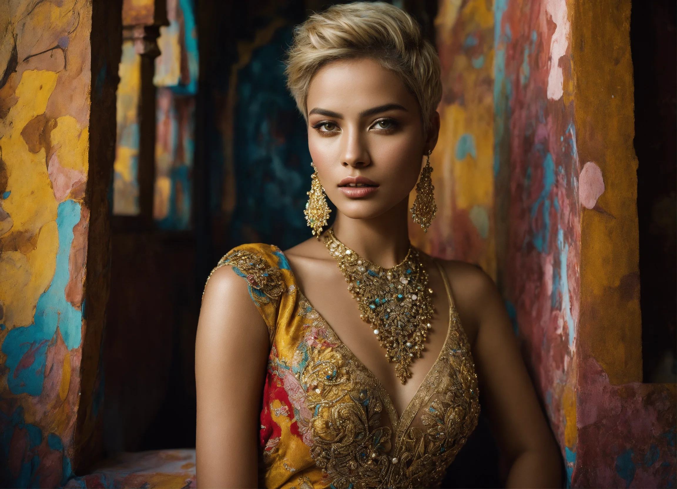 Lexica - Hasselblad photo portrait of a beautiful and mysterious Indian model short hair extra ...