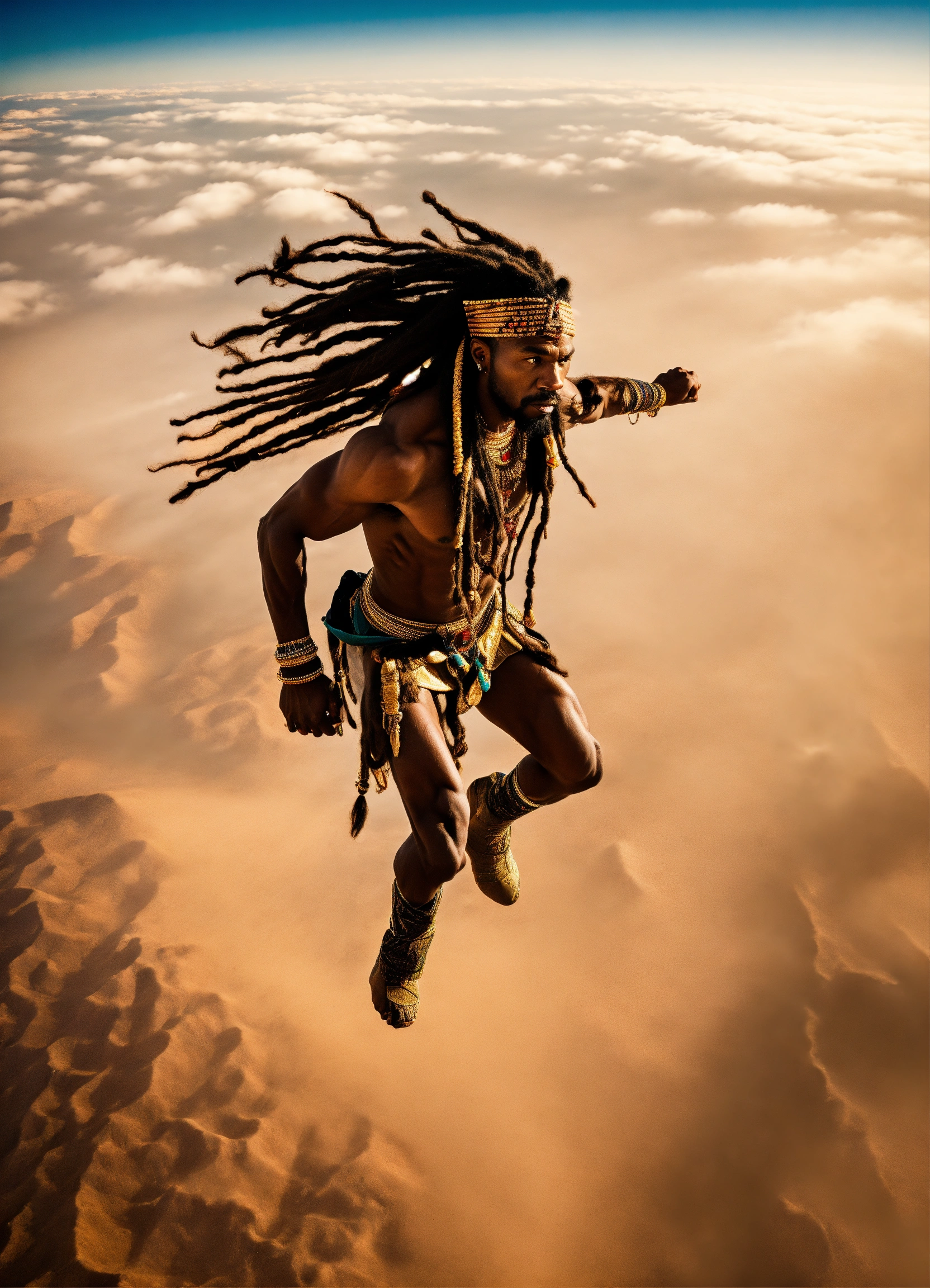 Lexica - Dramatic aerial photograph of a muscular African Pharaoh with ...