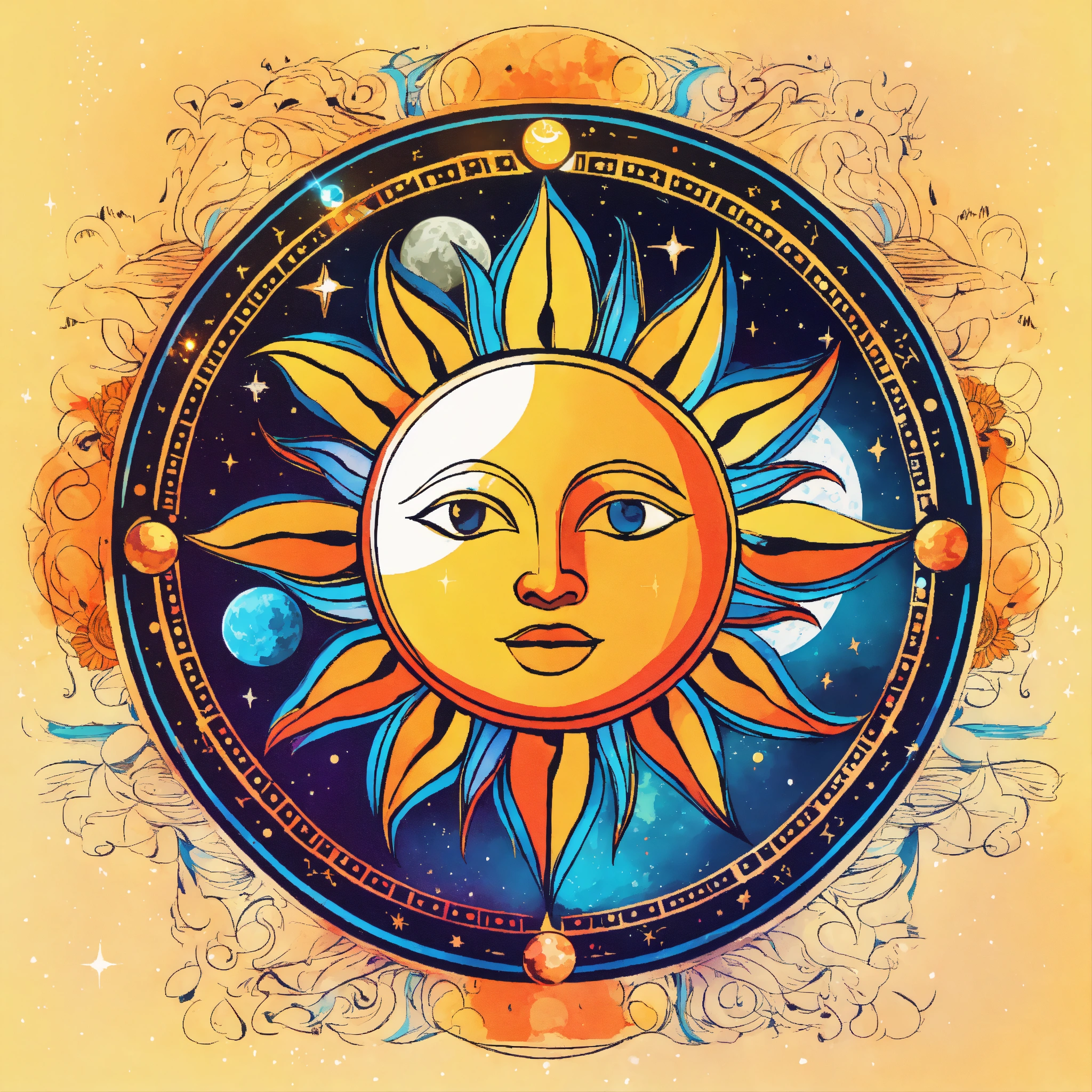 Lexica - Sun and moon vector cosmic energy vibrant powerful magic ...