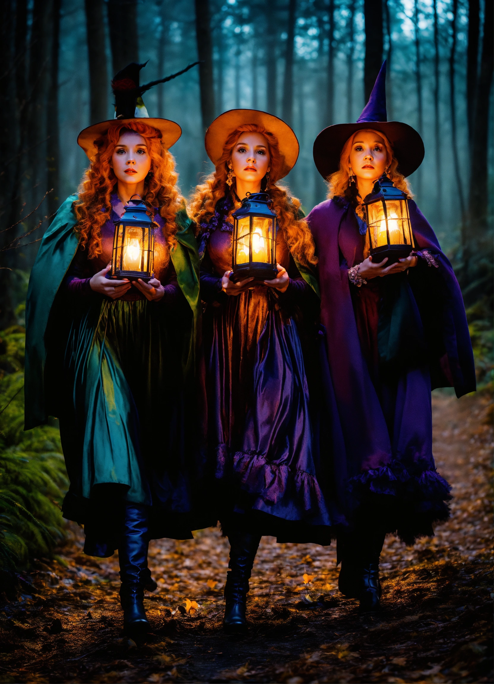 Lexica - 3 Sanderson Sisters movie witches carrying lanterns in a ...