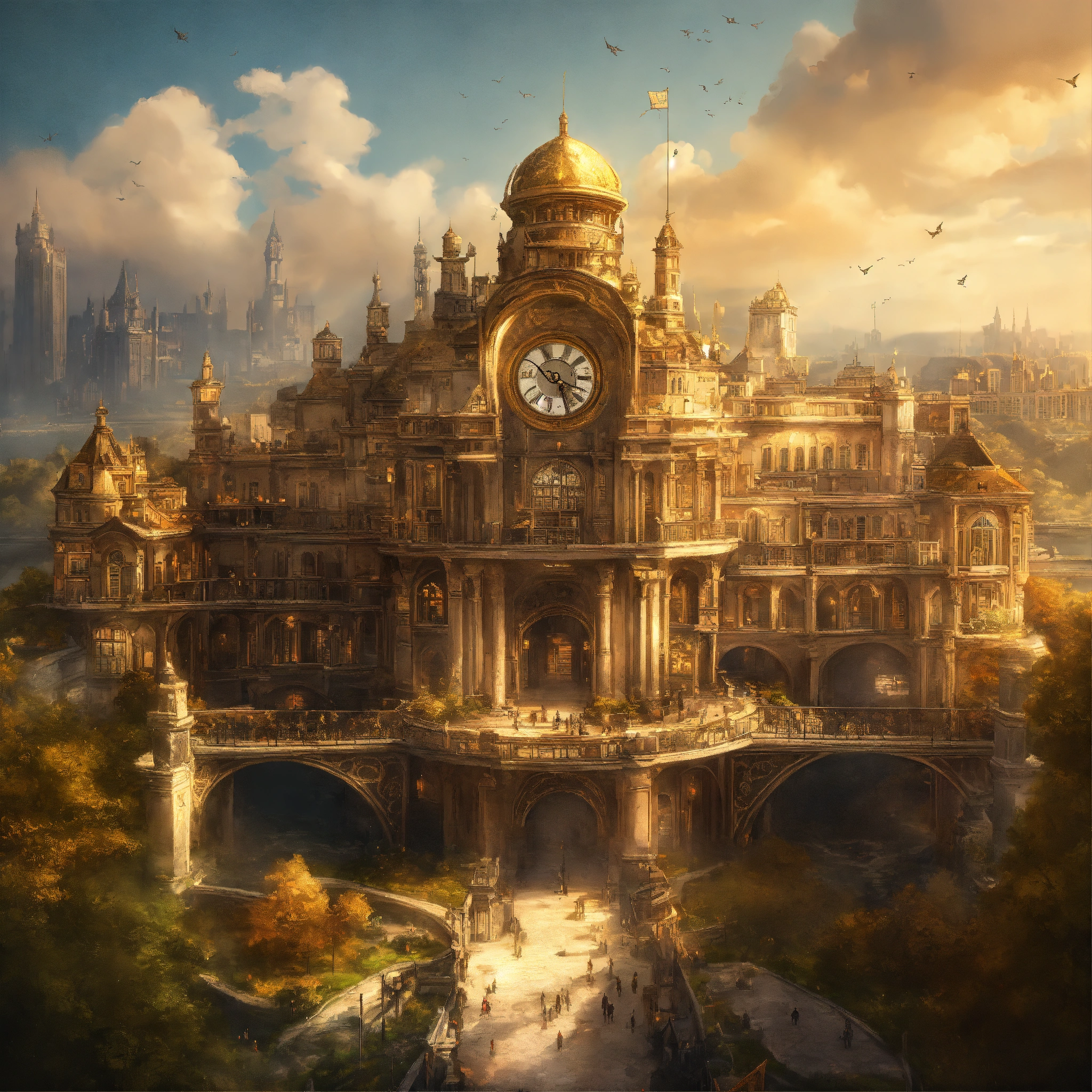 Lexica - Bird-view of a fantasy city with a massive fantasy academy ...