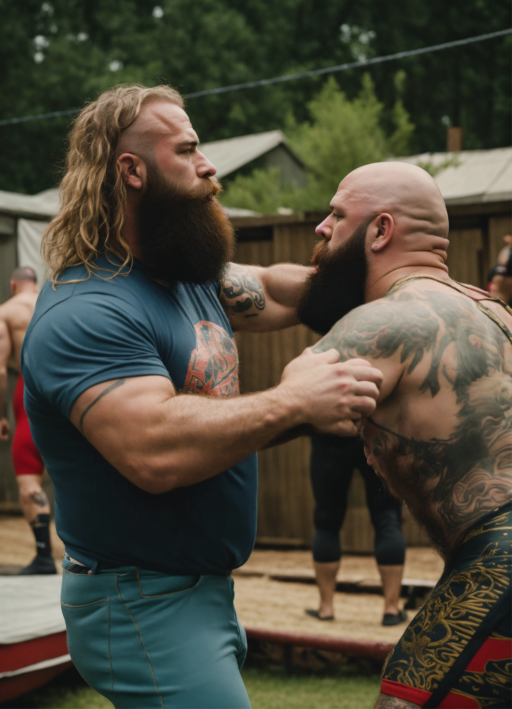 Lexica - A bearded skinhead hairy Redneck backyard wrestling against an ...