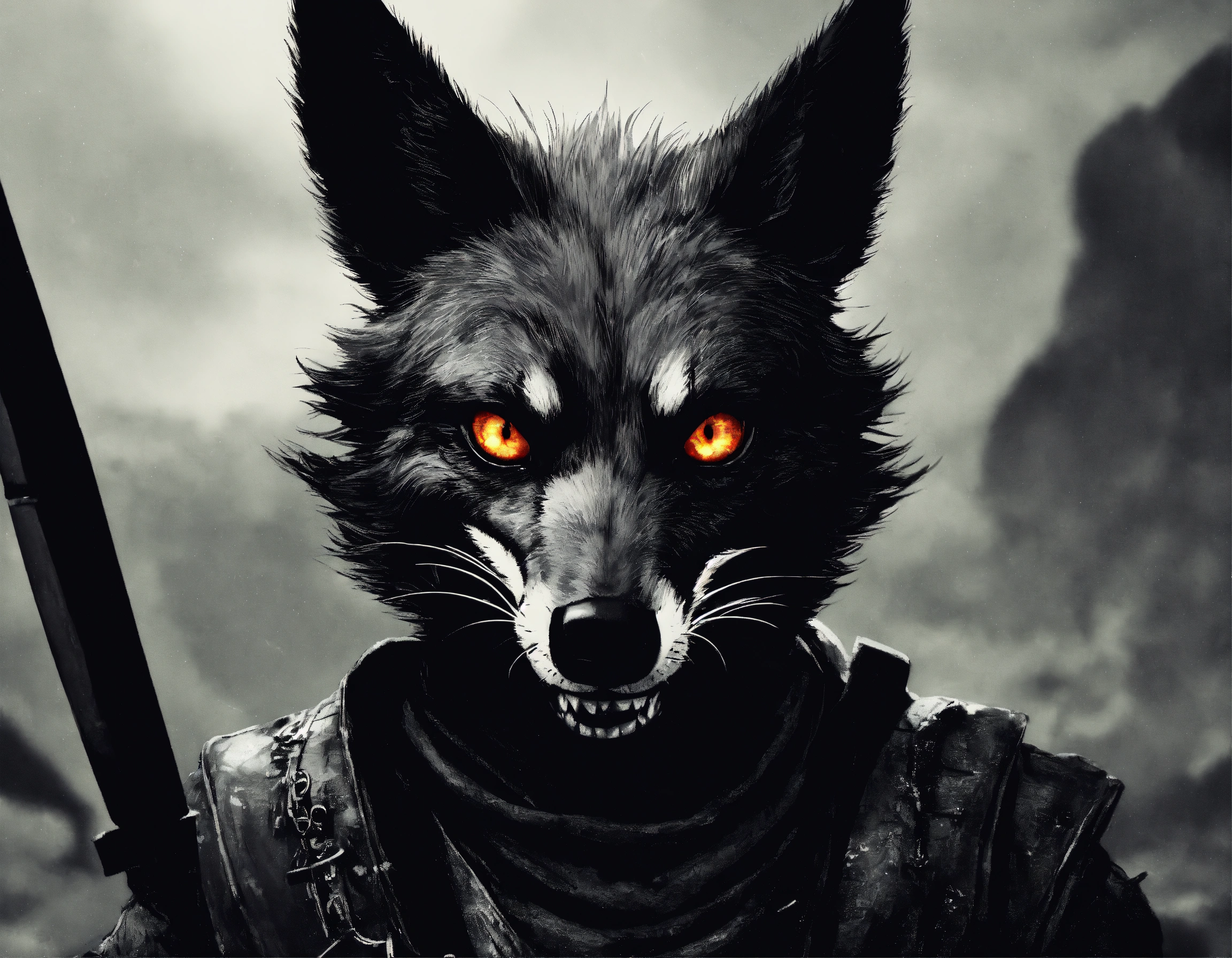 Lexica - One crazed slavering grinning evil jackal faces the camera ...