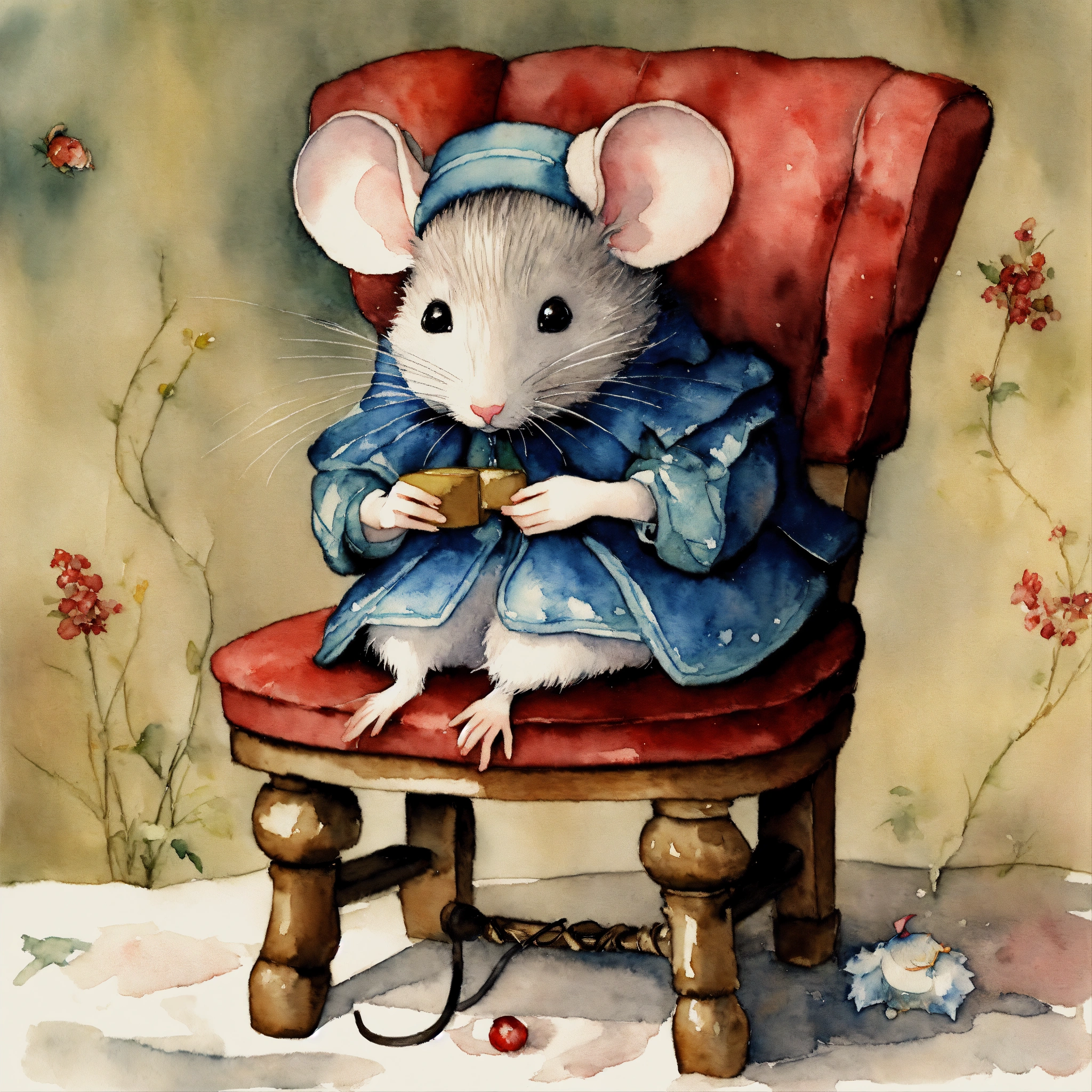 Lexica - White background full-body winter a mouse girl mouse, sitting ...