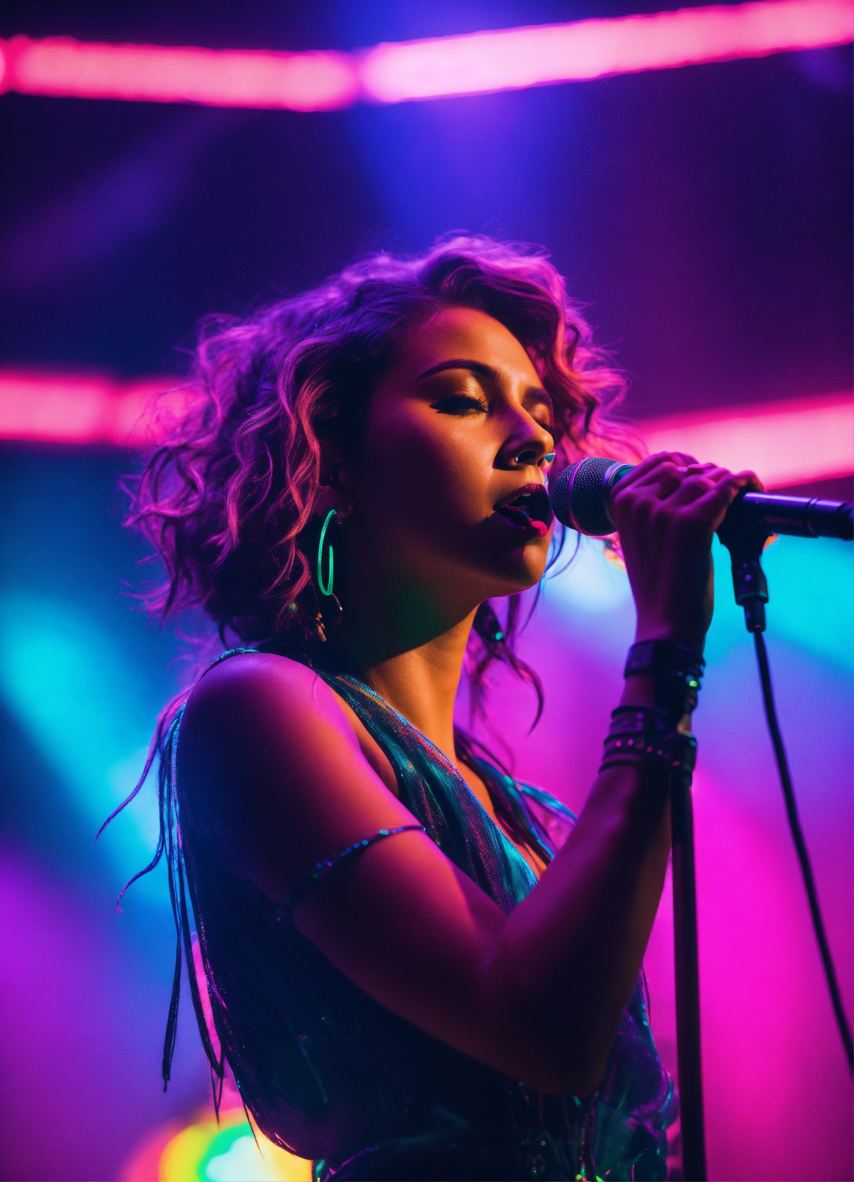 Lexica - Cinematic photography, modern, female singer on stage ...