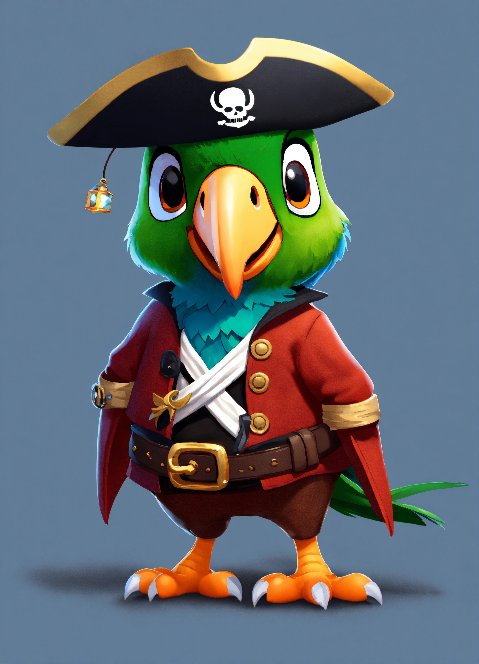 Lexica - Cute pirate parrot in a pirate hat, ((full height)), black hat ...
