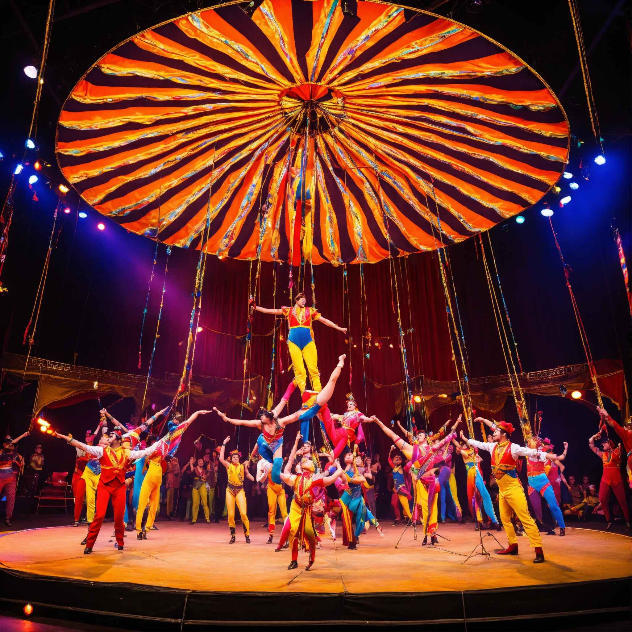 Lexica - A photo of a circus performance. The performers are dressed in ...